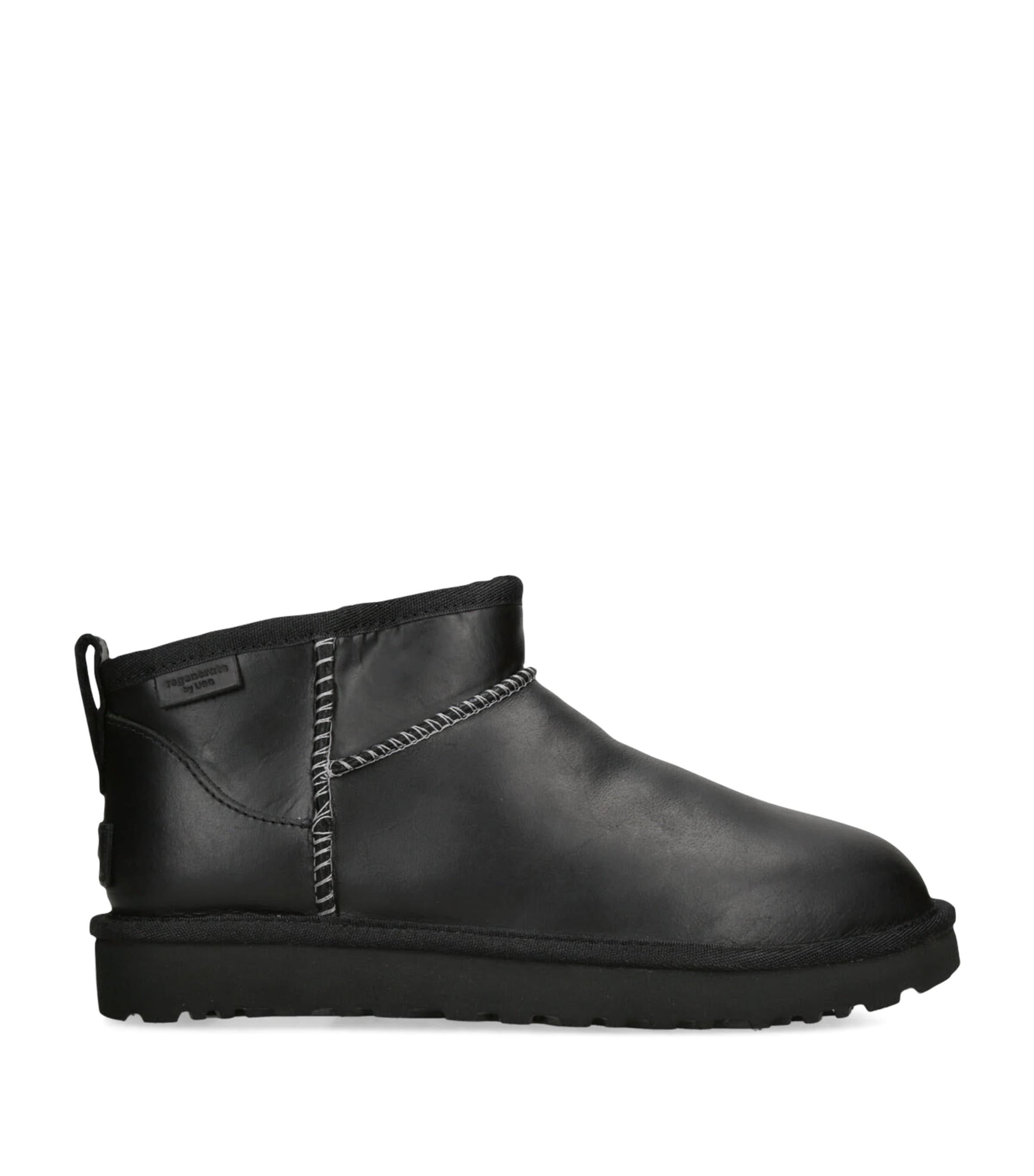 UGG Leather Classic Ultra Mini Regen Boots in Black | Lyst