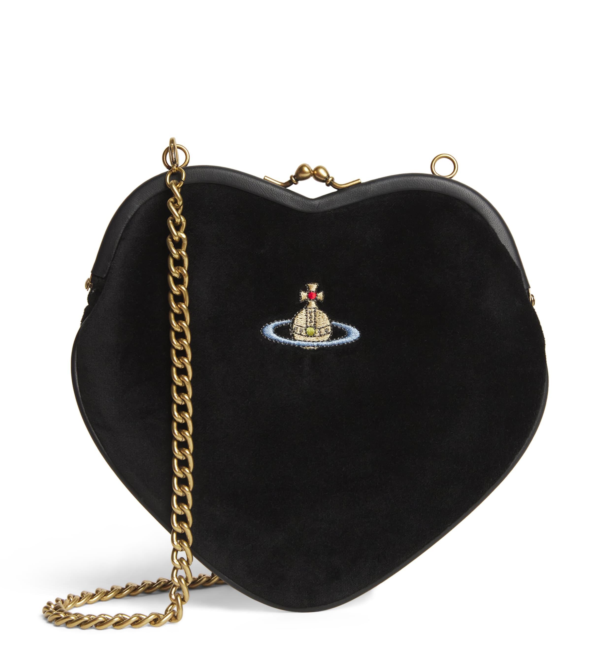 Vivienne Westwood Velvet Belle Heart Top-Handle Bag in Black | Lyst