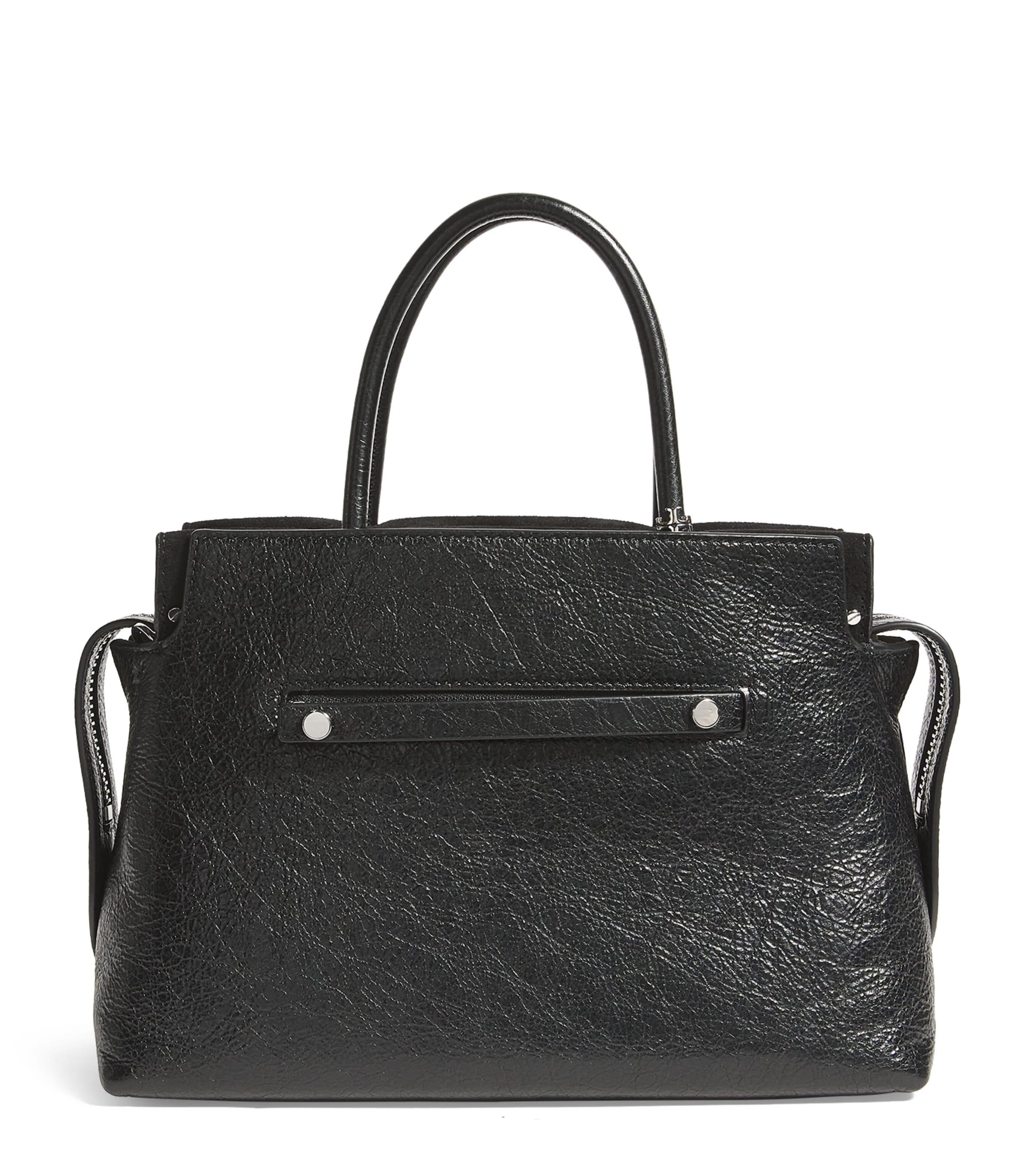 Tory Burch Distressed Leather Mercer Top-Handle Bag in Black | Lyst