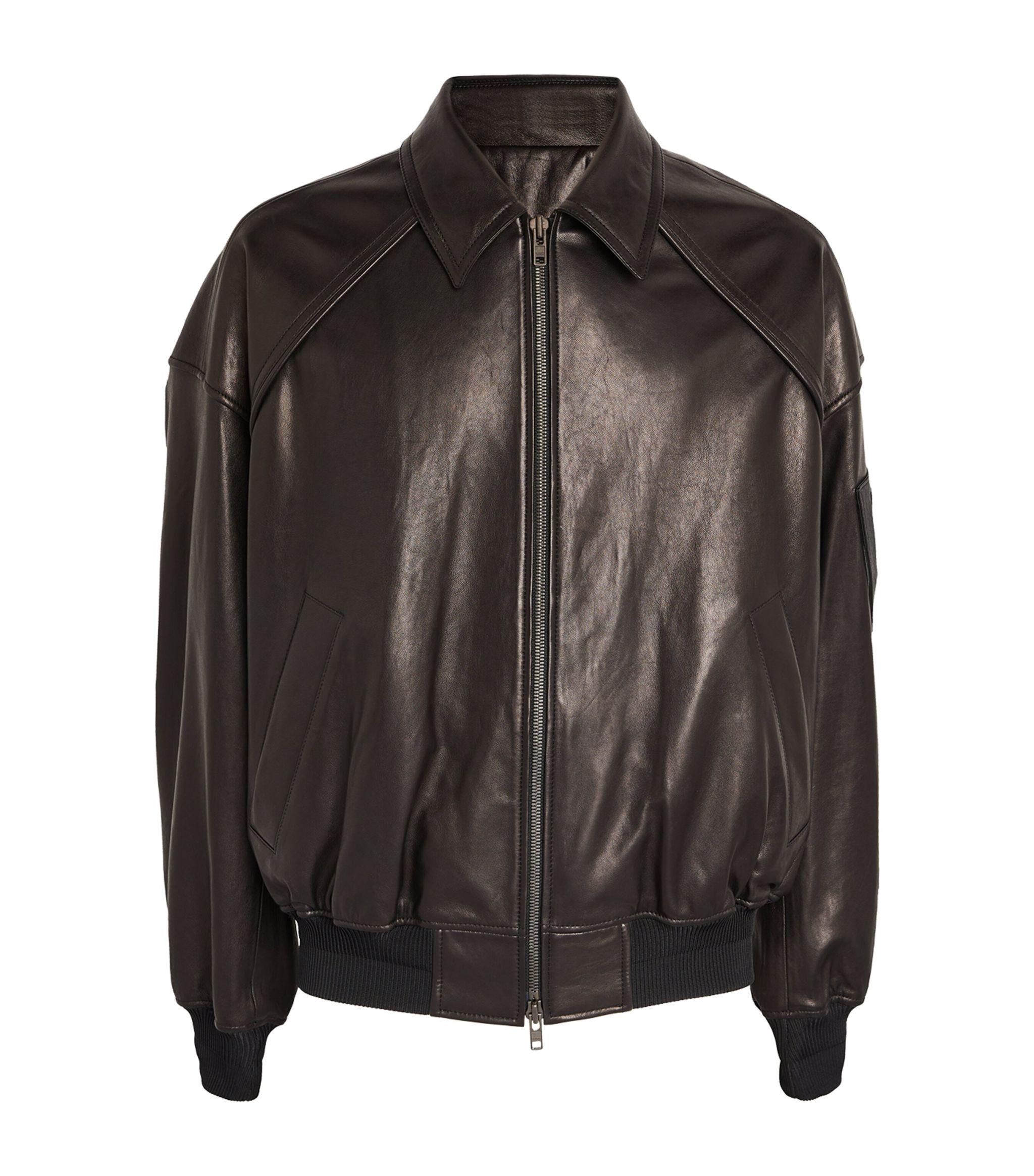 Juun.J Lambskin Collared Bomber Jacket in Black for Men | Lyst