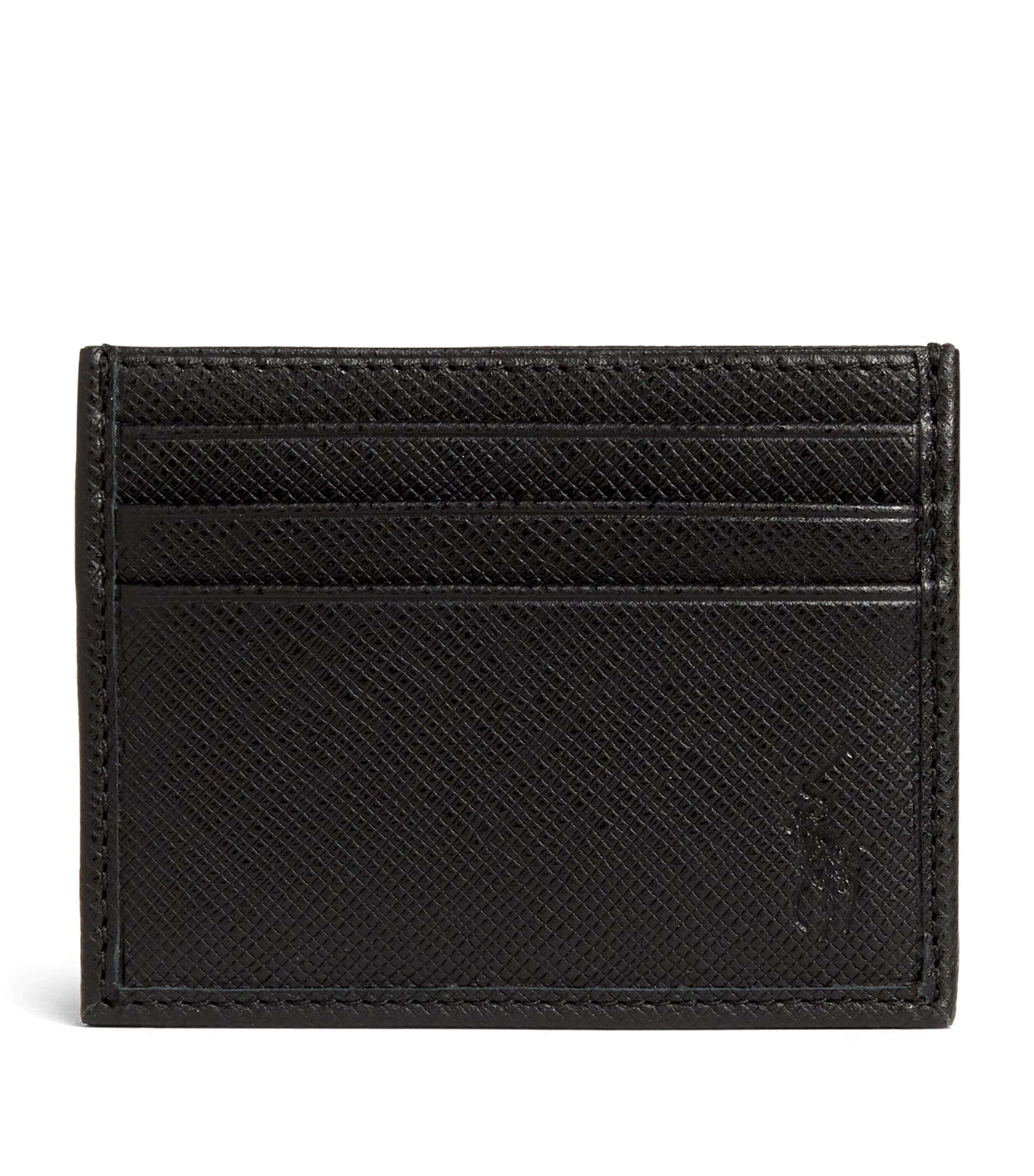 Polo Ralph Lauren Saffiano Leather Pony Card Case in Black for Men | Lyst