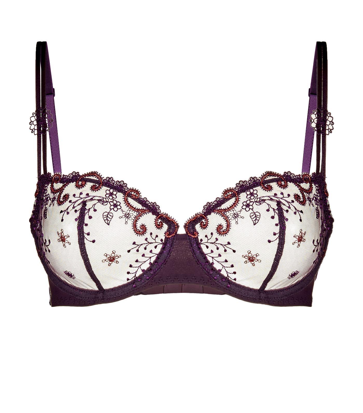 Simone Perele Sheer Lace Half Cup Bra In Purple Lyst