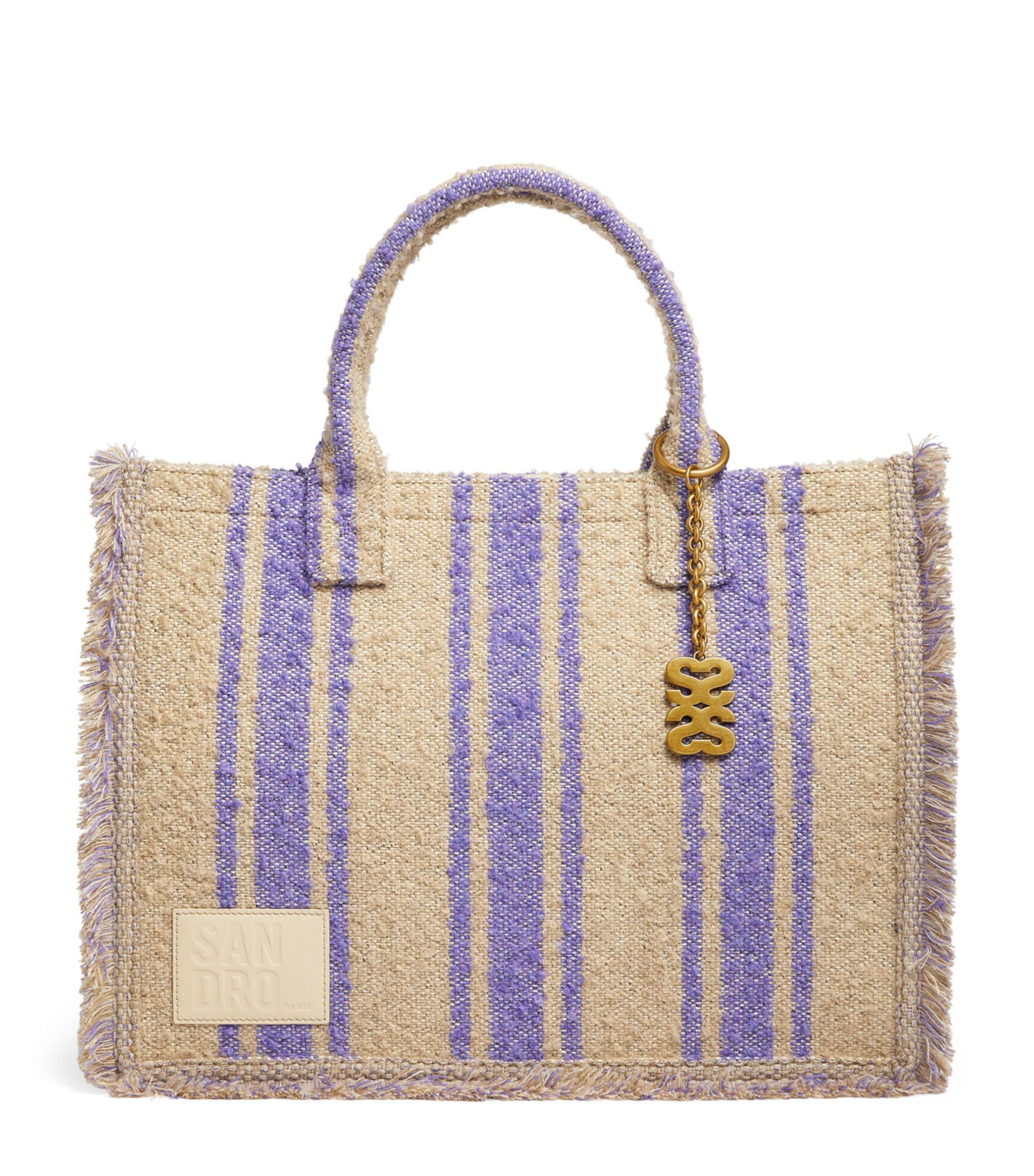 Sandro Medium Striped Kasbah Tote Bag in Natural | Lyst