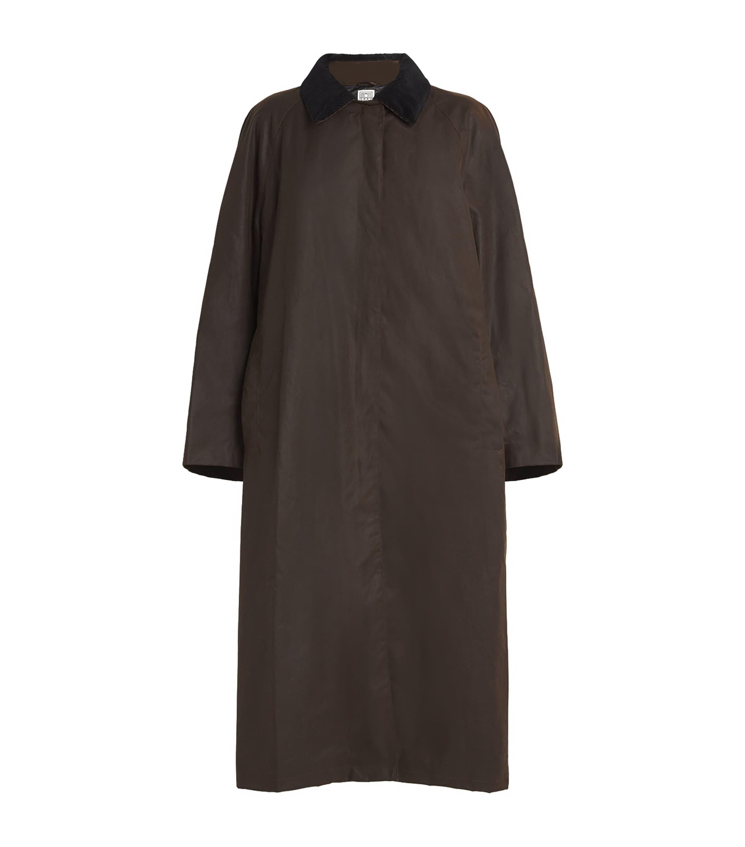 TOTEME Waxed Cotton Overcoat in Brown | Lyst