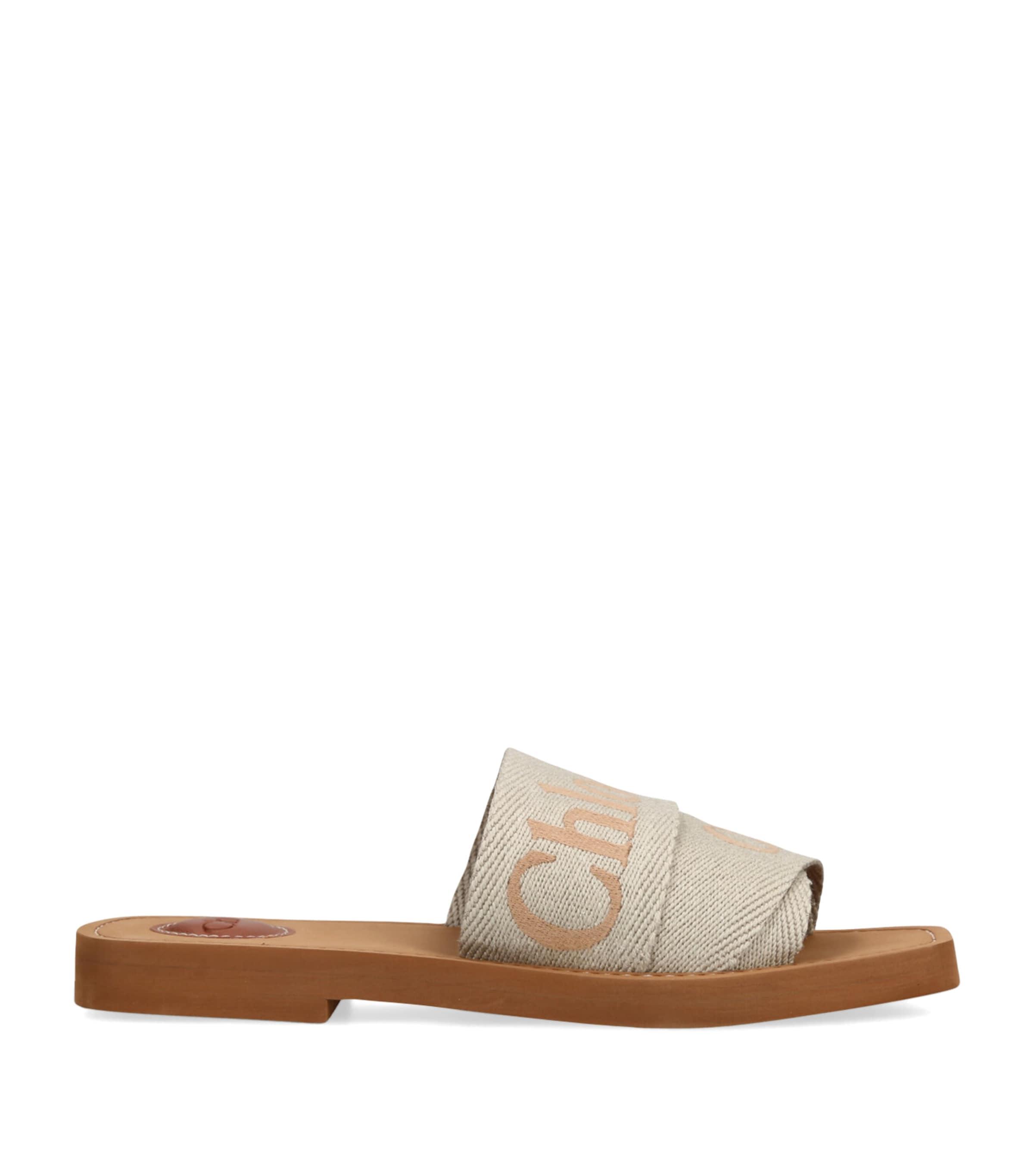 Chloé Logo Woody Slides in Brown | Lyst