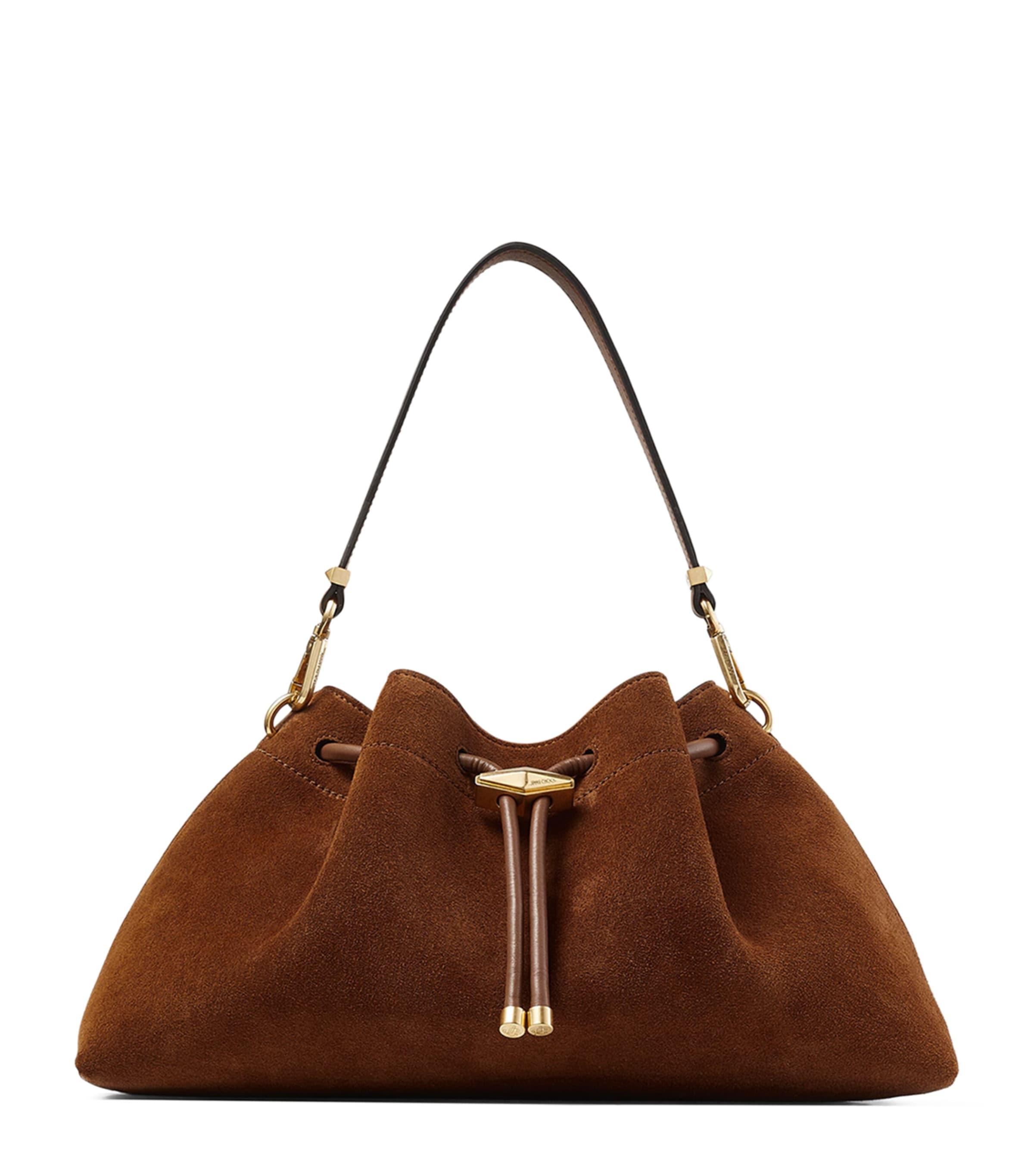 Jimmy Choo Medium Suede Cinch Bucket Bag in Brown | Lyst