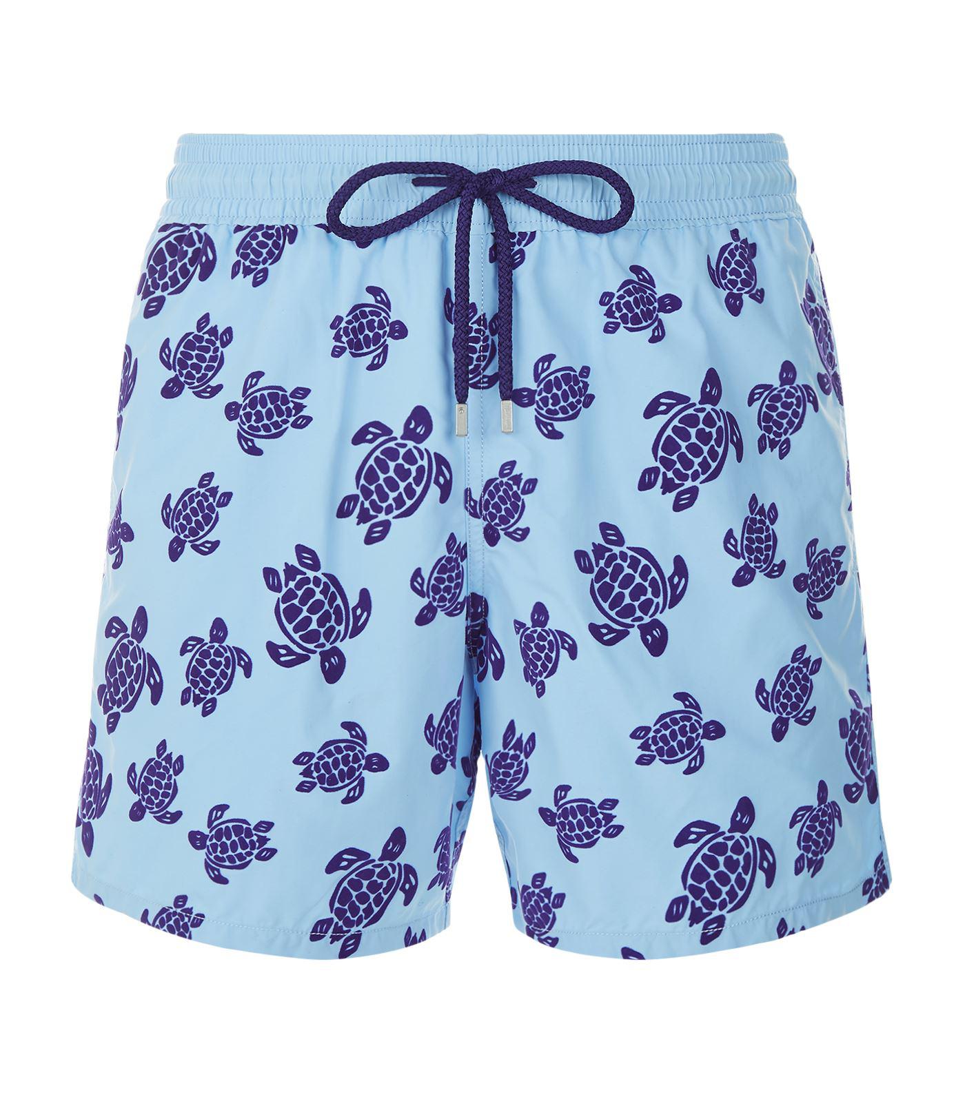 Vilebrequin Cotton Flocked Turtle Moorea Swim Shorts In Blue For Men Lyst
