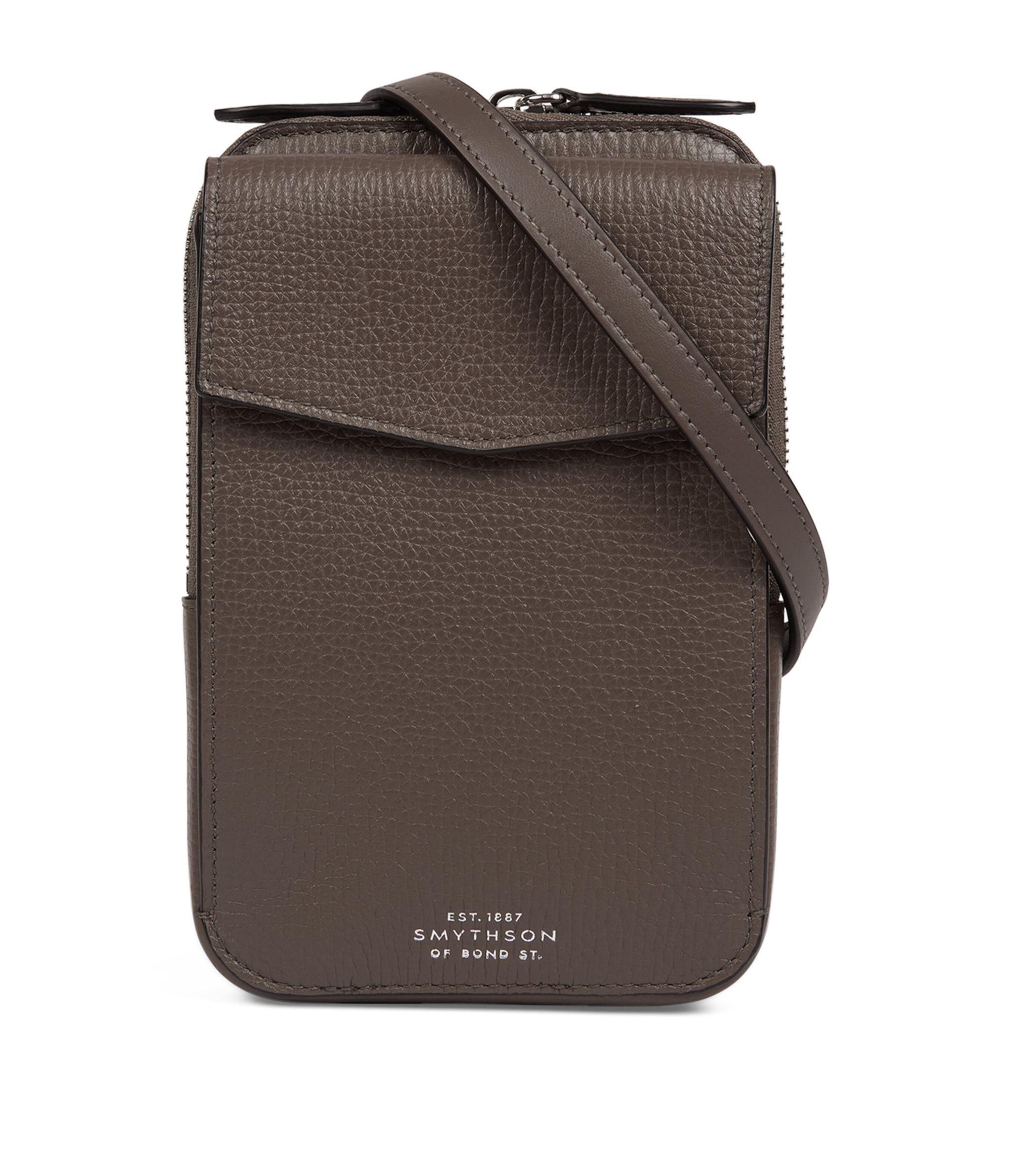 Smythson Ludlow Leather Cross-Body Pouch in Brown for Men | Lyst