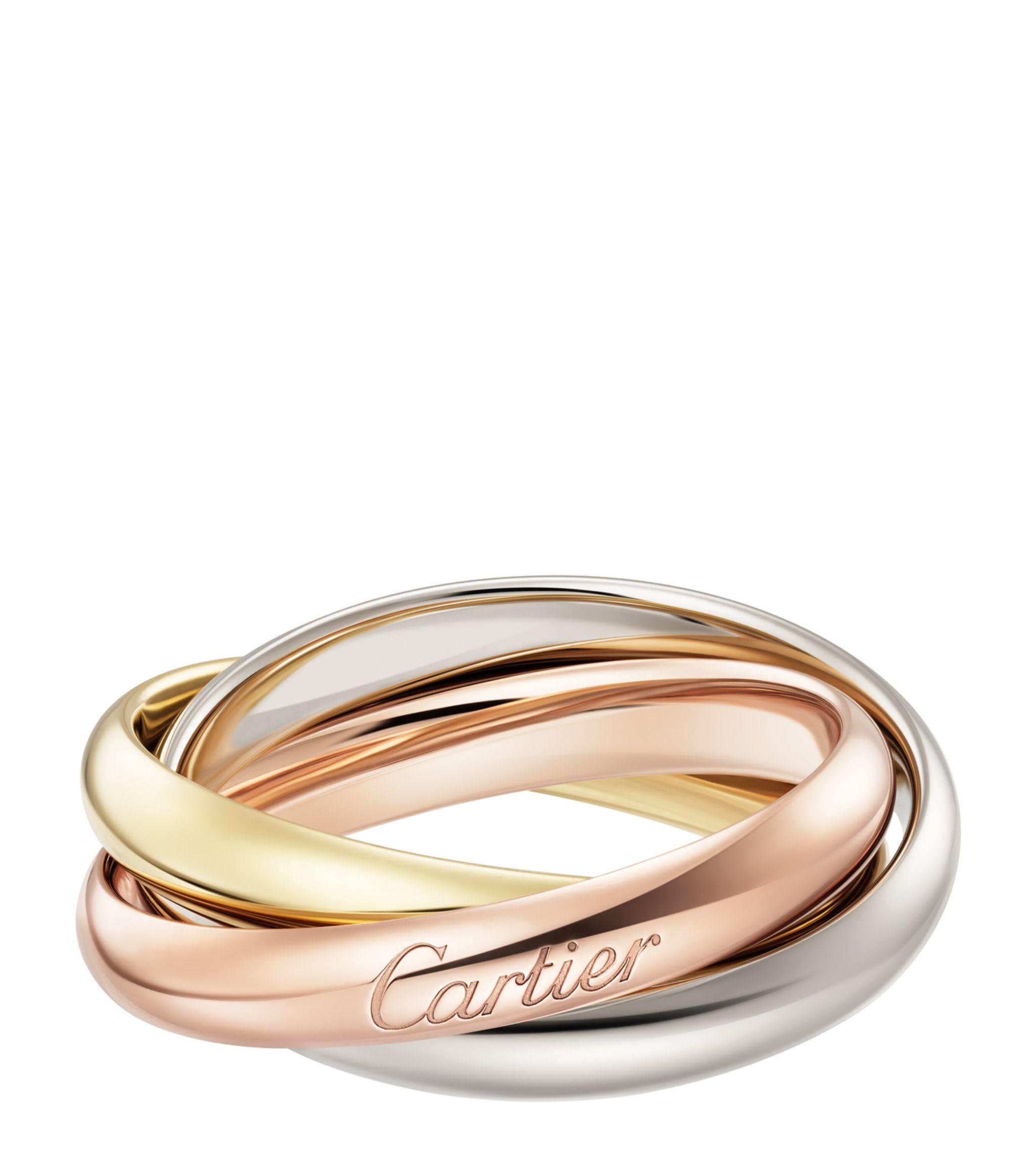 Cartier Medium White, Yellow And Rose Gold Trinity Ring | Lyst