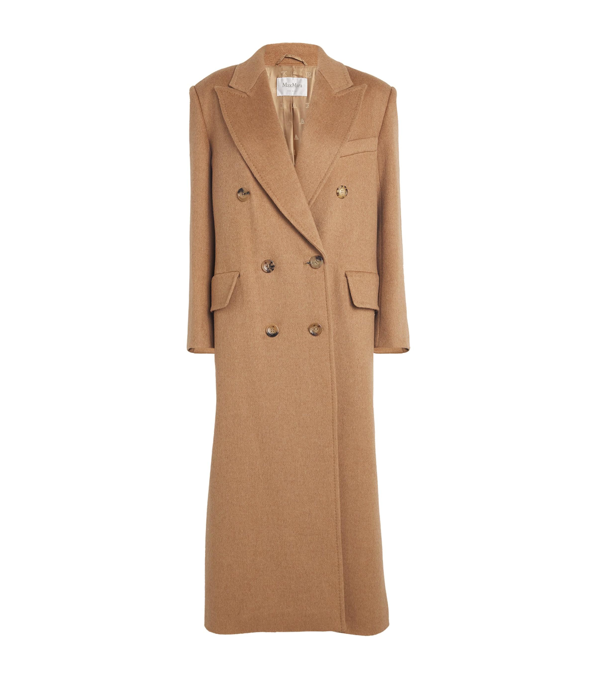 Max Mara Camel Hair Double-Breasted Trench Coat in Natural | Lyst