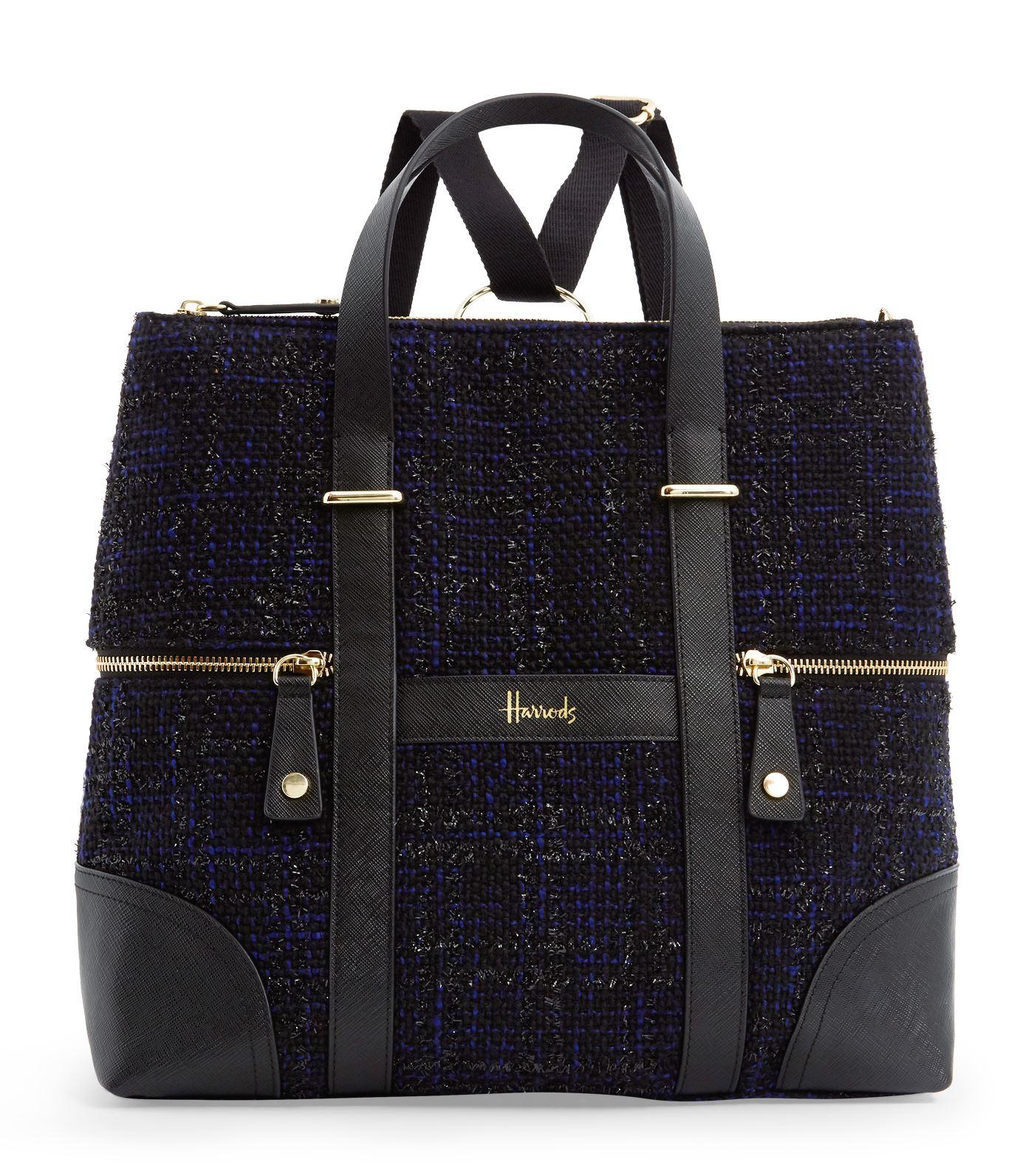 Harrods Tweed Wandsworth Convertible Backpack in Blue | Lyst