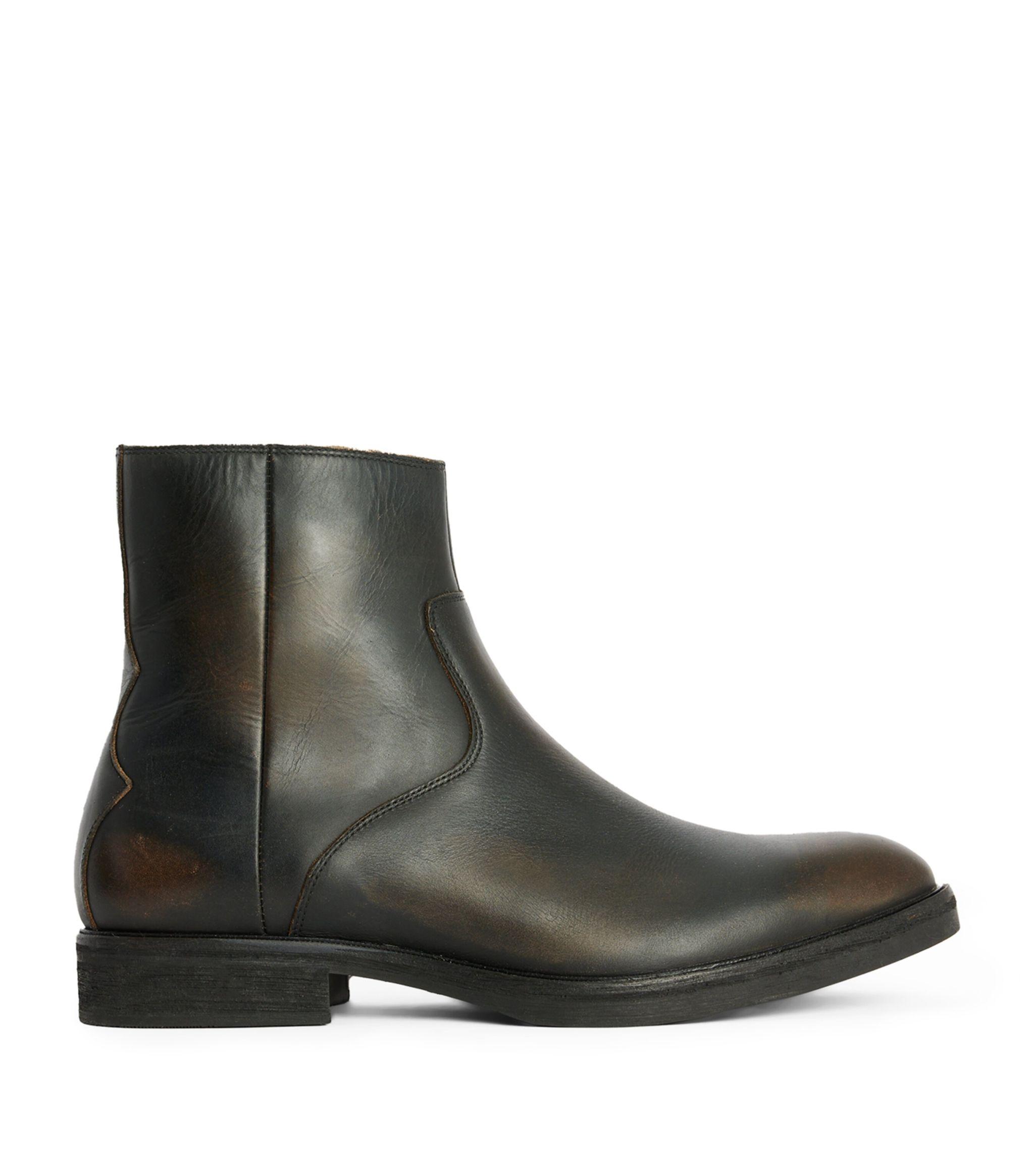 AllSaints Leather Lang Ankle Boots in Brown for Men | Lyst