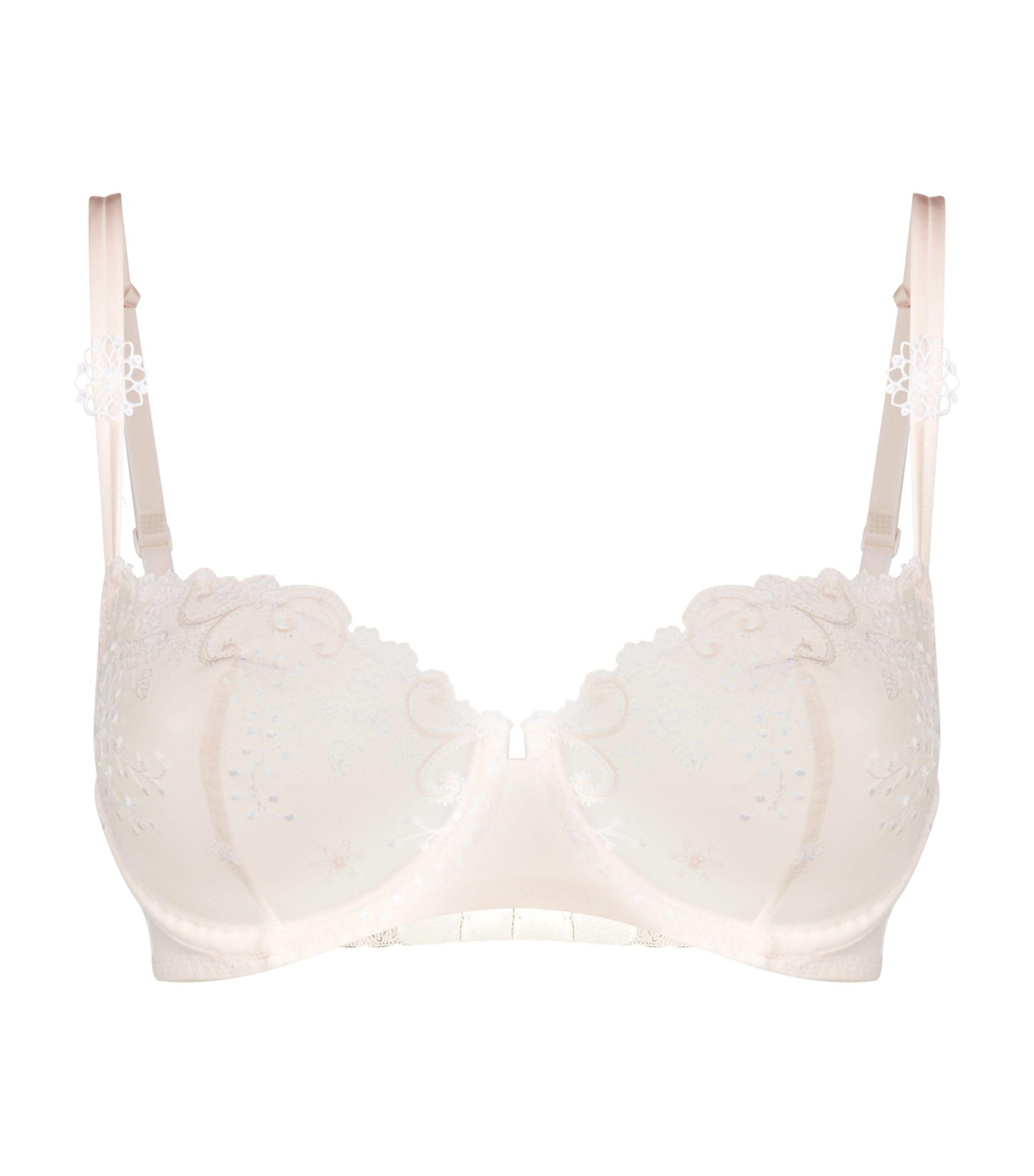 Simone Perele Floral Lace Half Cup Bra in Natural - Lyst