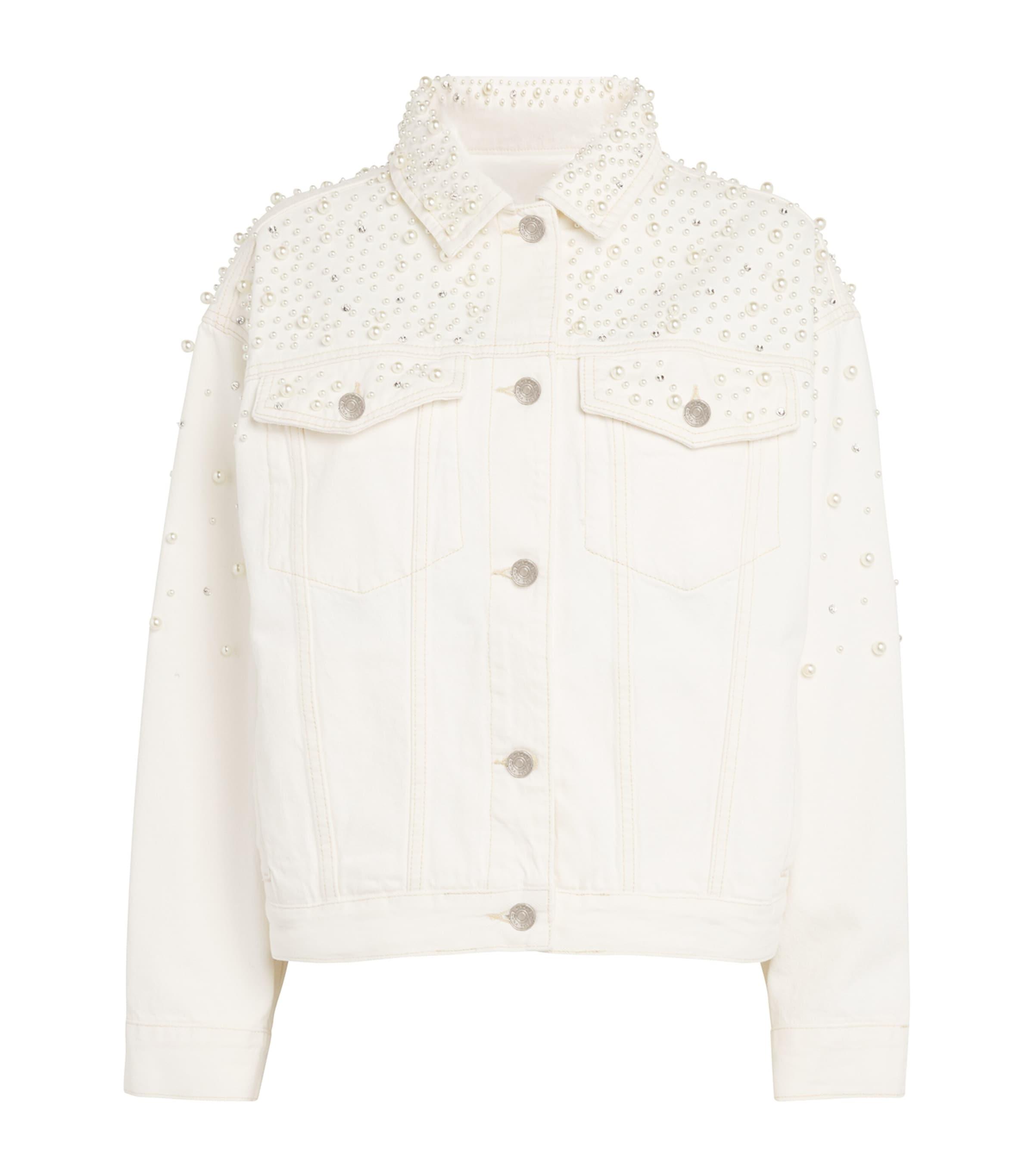 FRAME The Pearl Denim Jacket in White | Lyst