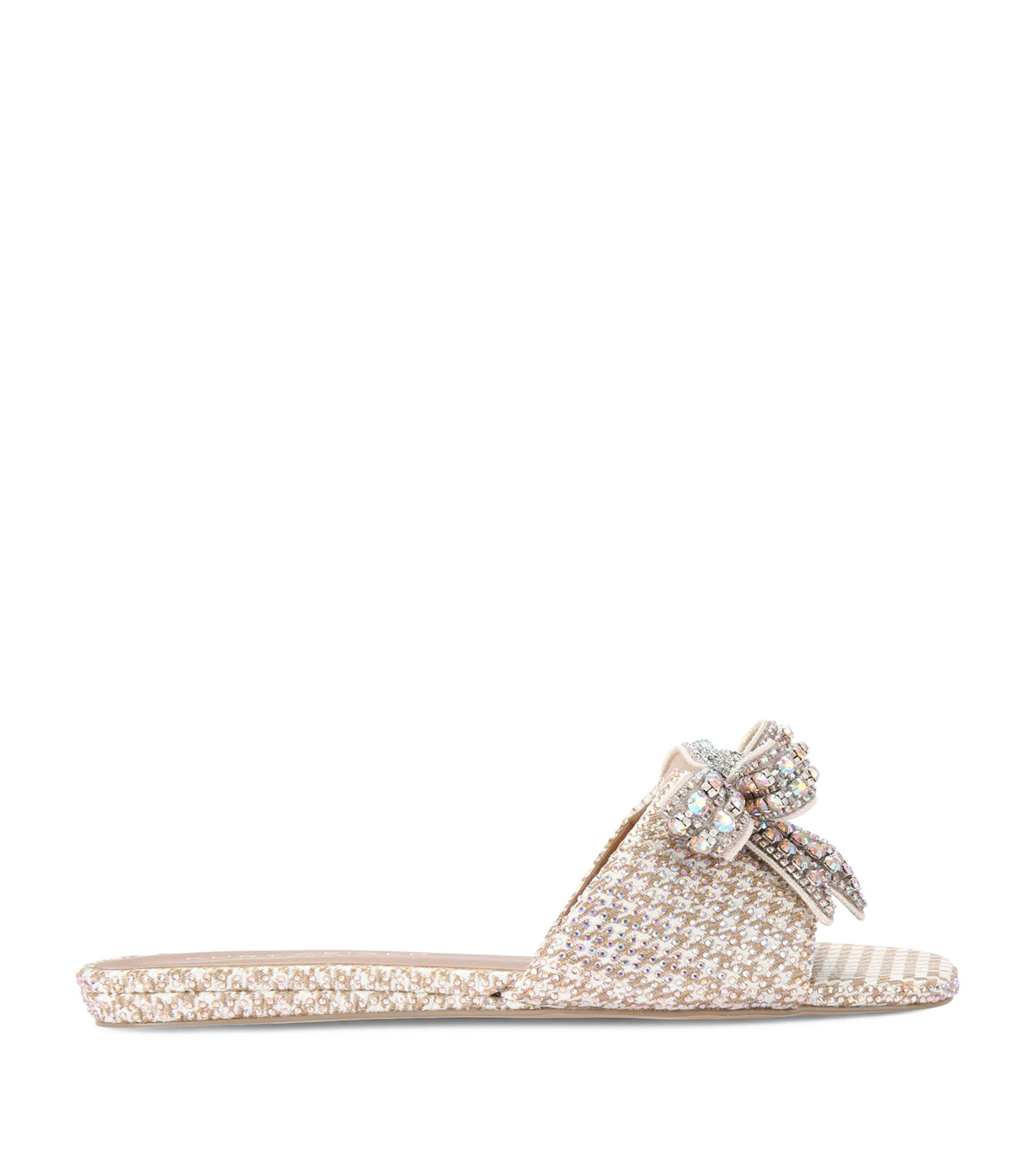 Kurt Geiger Houndstooth Kensington Bow Sandals in Natural | Lyst