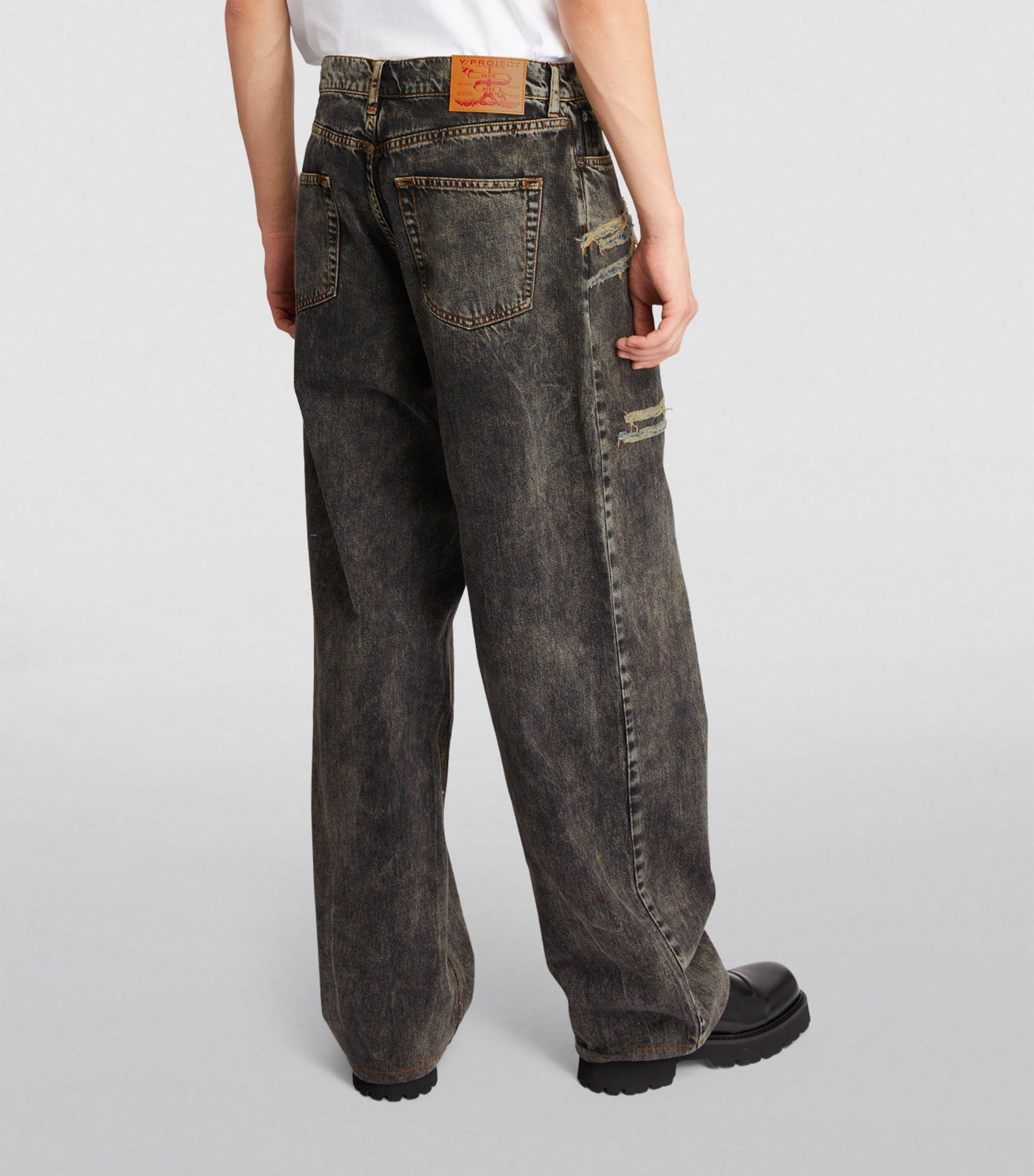 Y. Project Paris' Best Patch Wide-leg Jeans in Gray for Men Y. Project Paris' Best Patch Wide-leg Jeans in Gray for Men