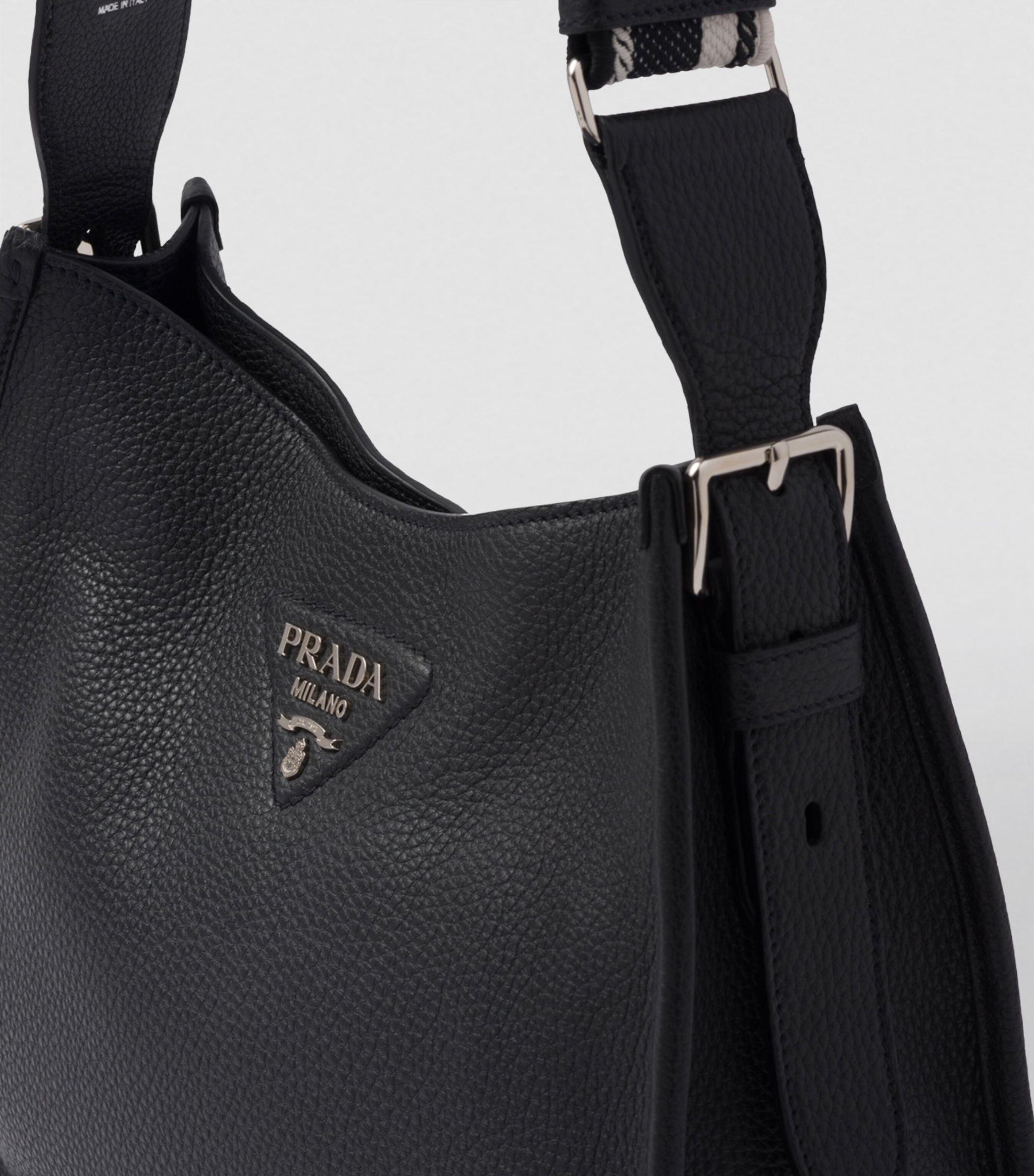 Prada Medium Leather Cross-body Bag in Black | Lyst UK