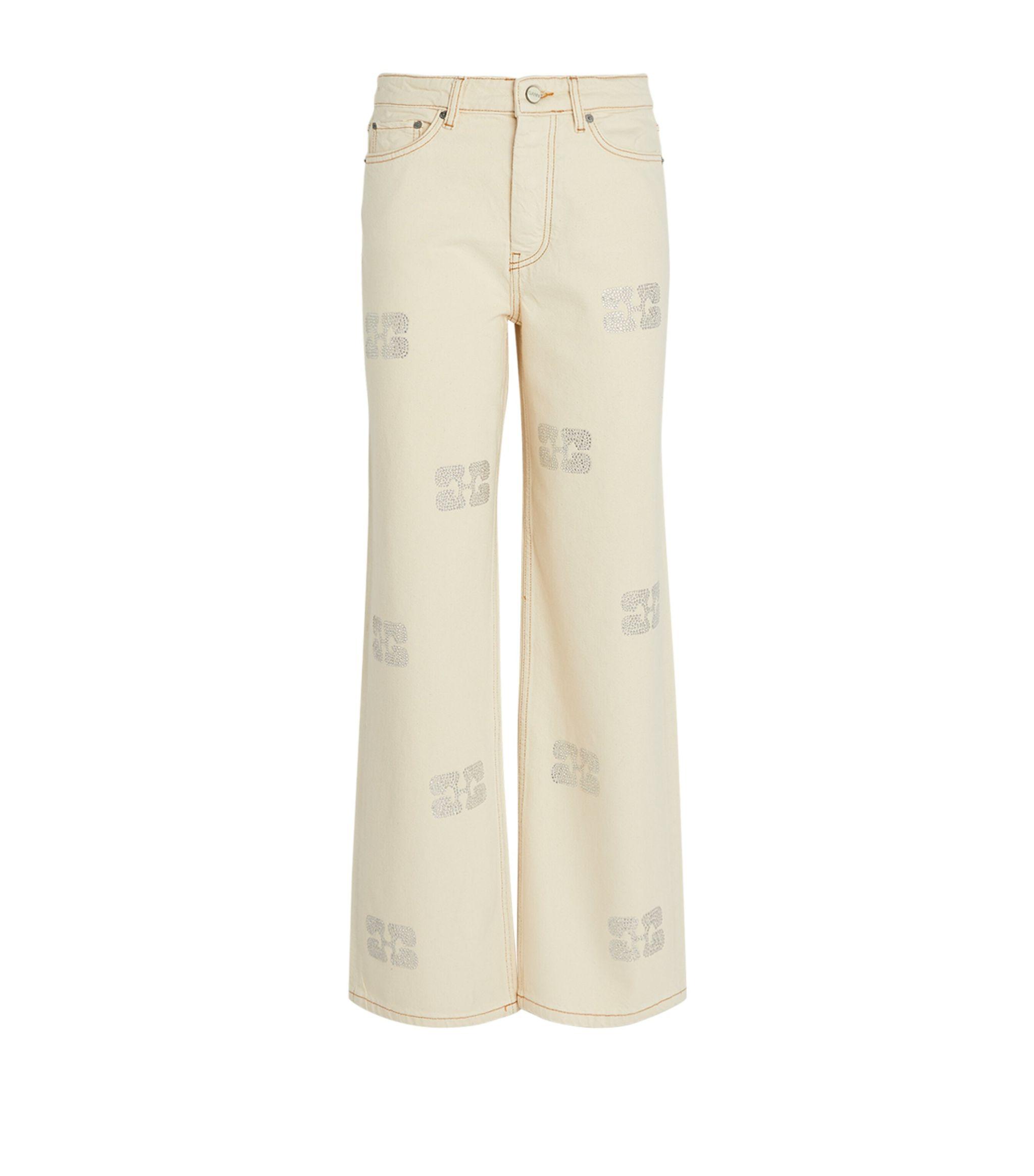 Ganni Embellished Butterfly Jeans in Natural | Lyst