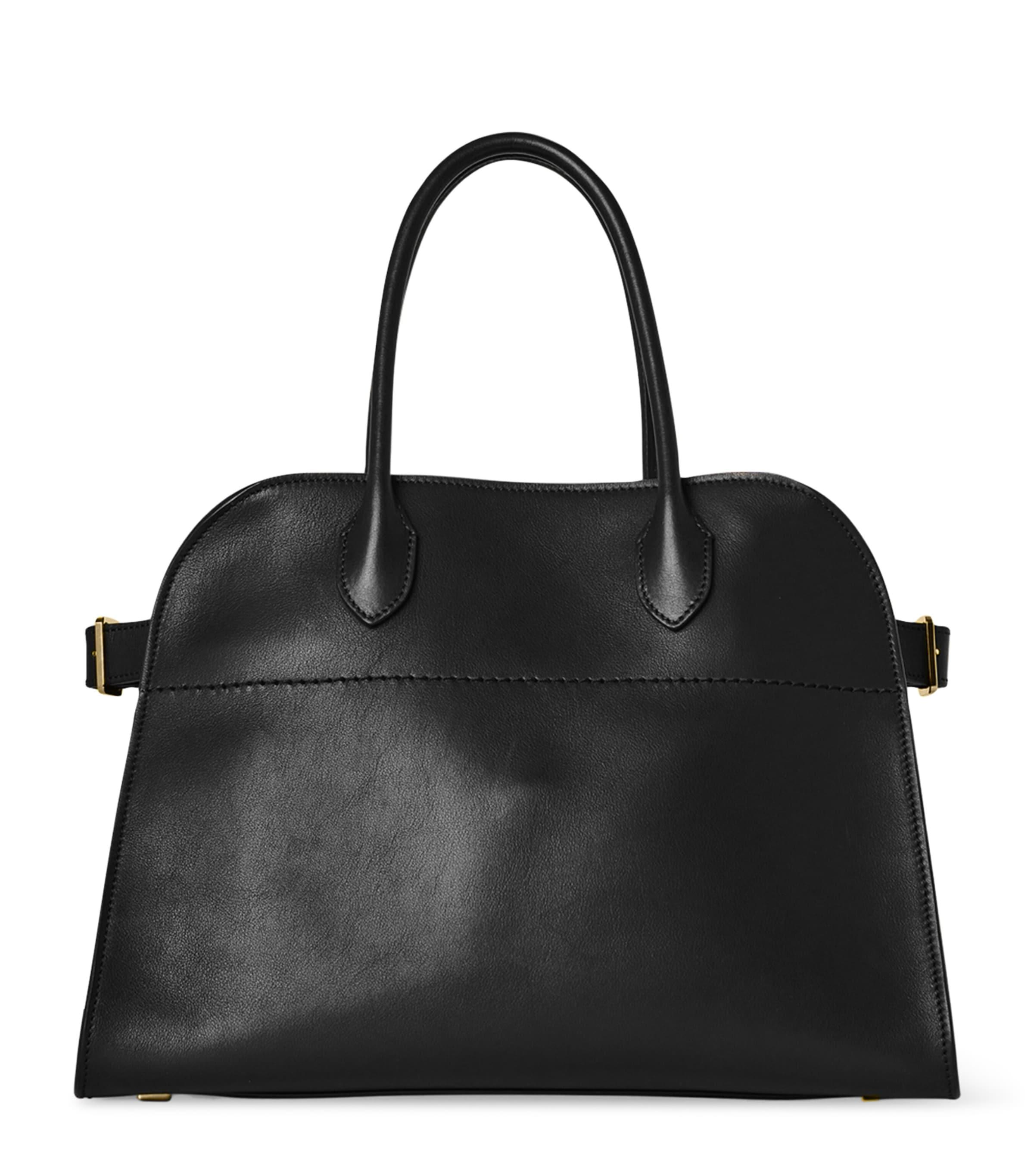 The Row Soft Margaux 12 Leather Top-Handle Bag in Black | Lyst