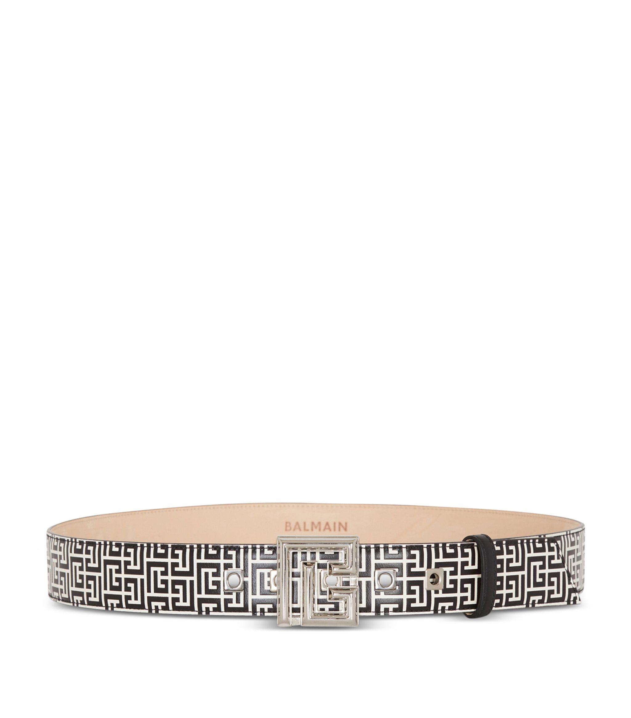 Balmain Calfskin Monogram Belt in Metallic | Lyst