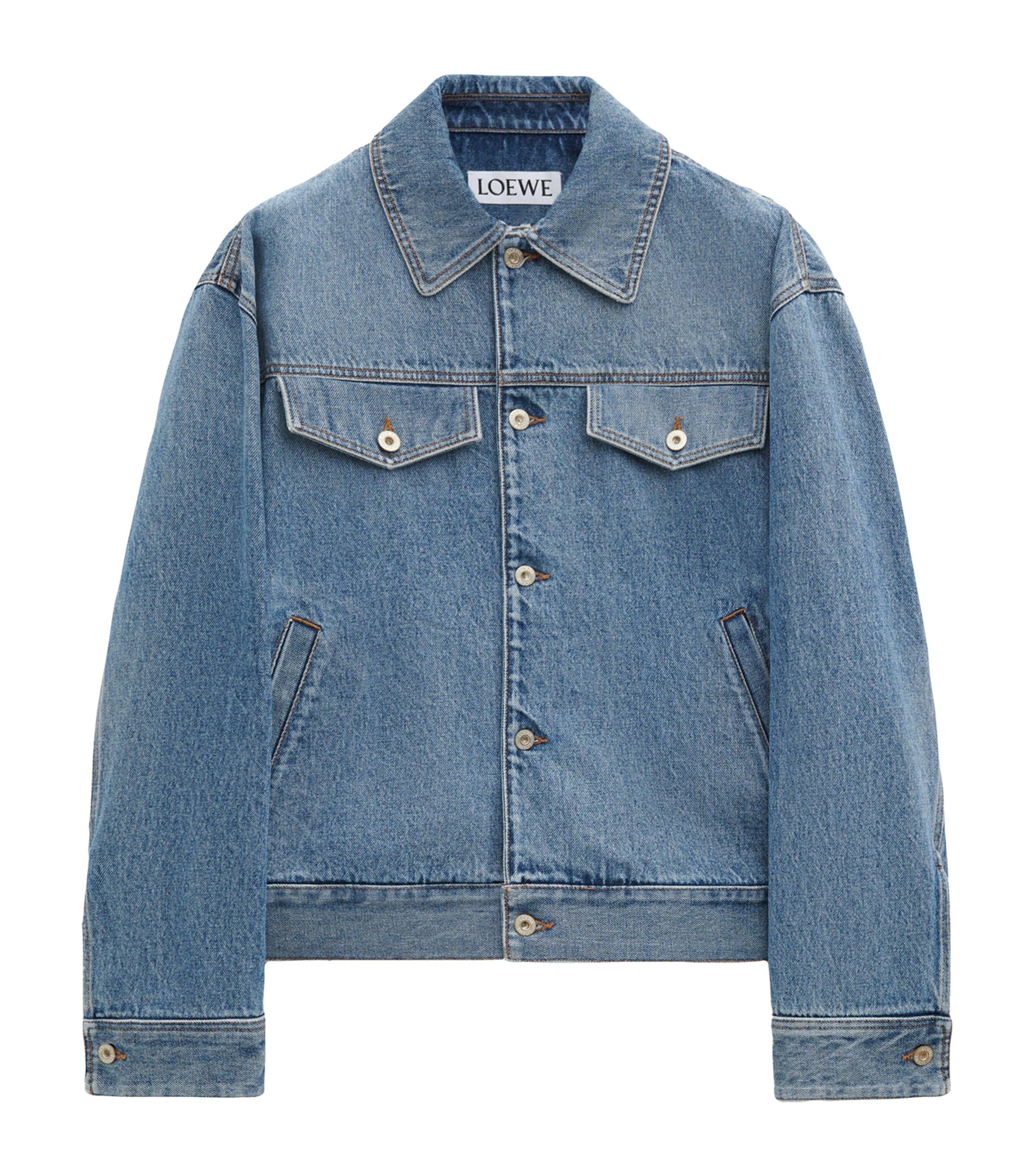 Loewe Leather-Patch Denim Jacket in Blue for Men | Lyst