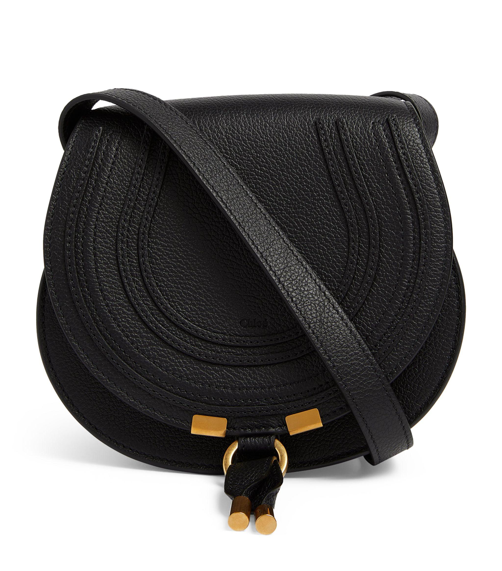Chloé Small Leather Marcie Saddle Bag in Black | Lyst