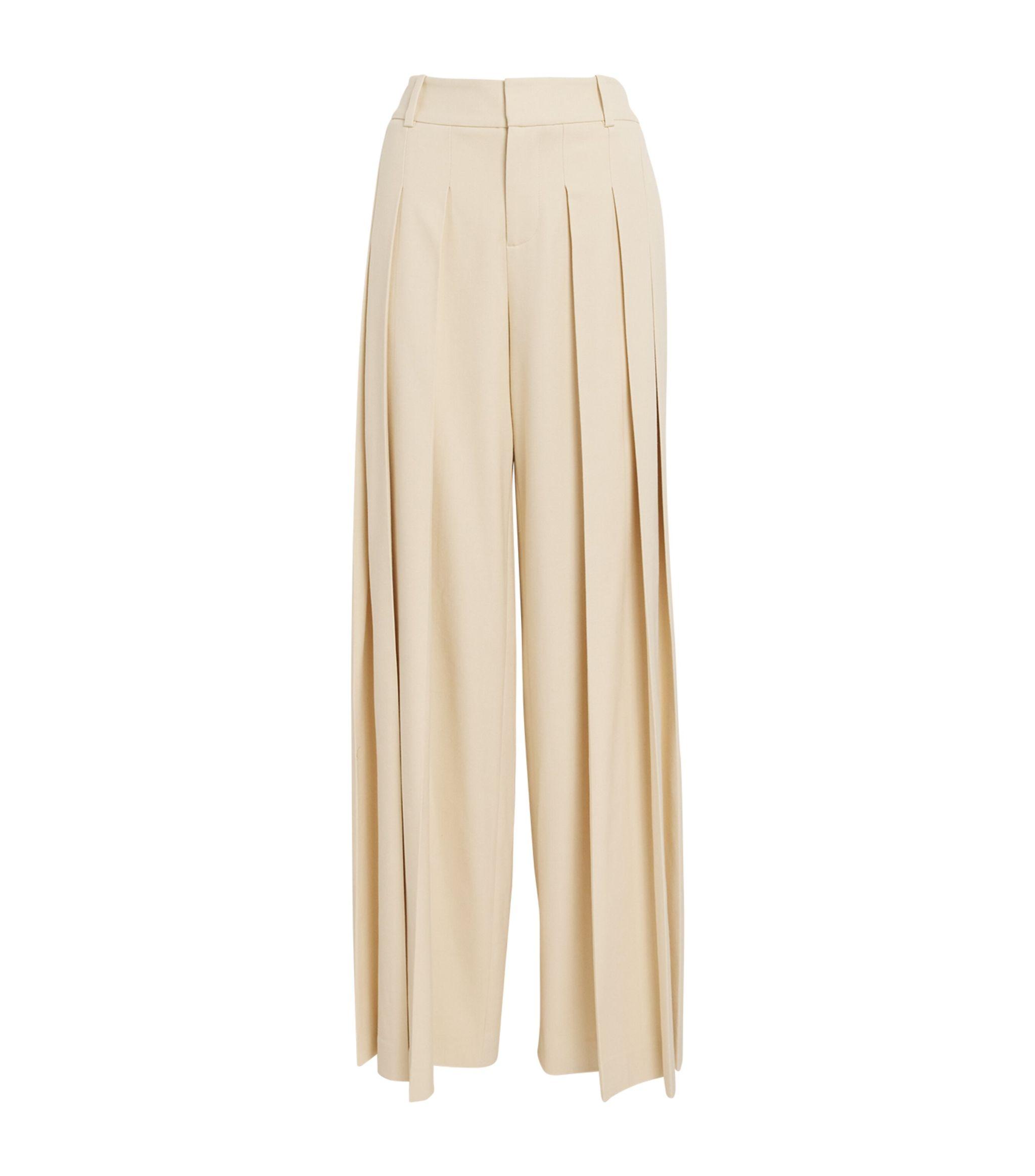 Alice + Olivia Alice + Olivia Pleated Simon Trousers in Natural | Lyst