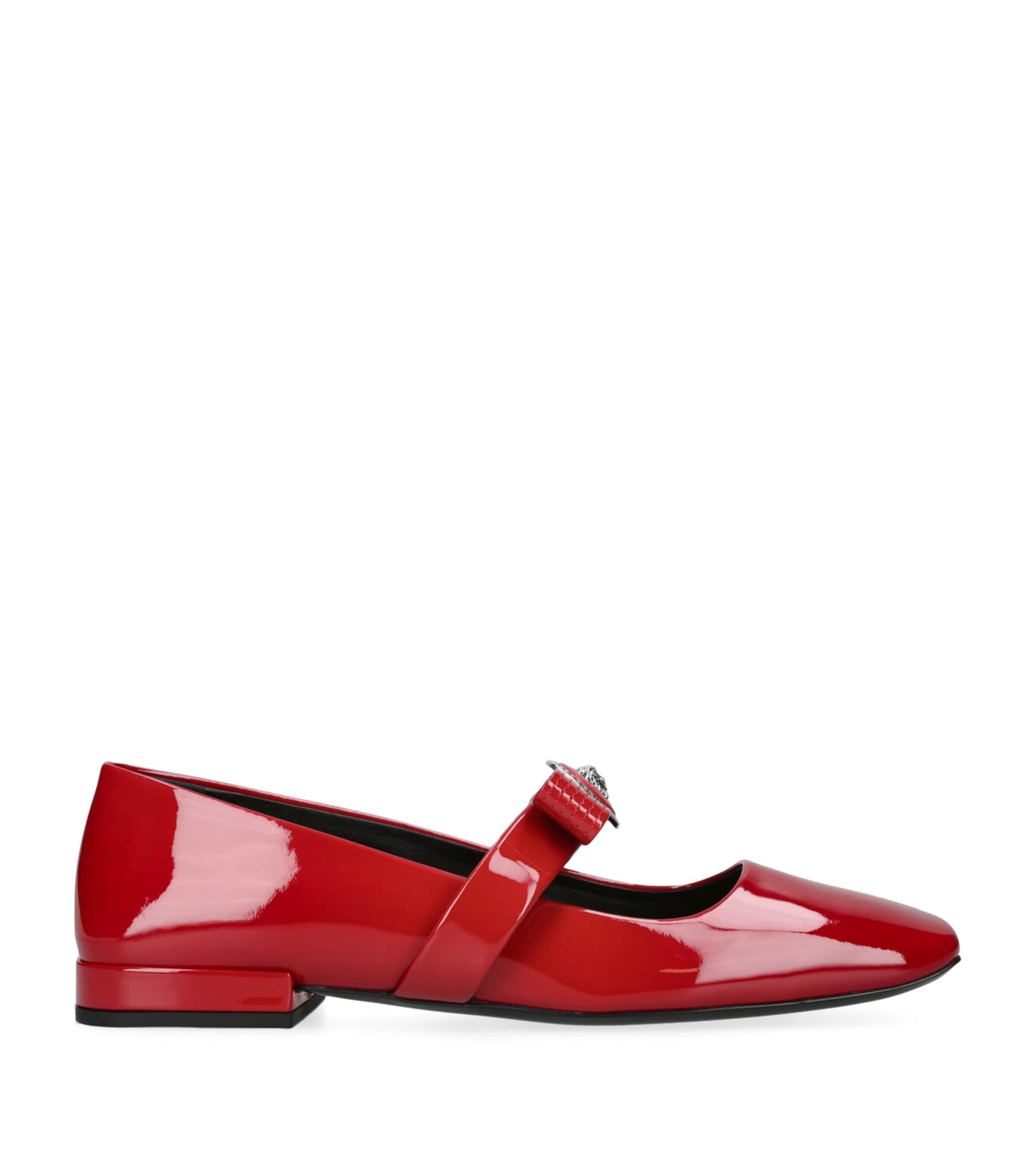 Versace Leather Mary Janes in Red | Lyst
