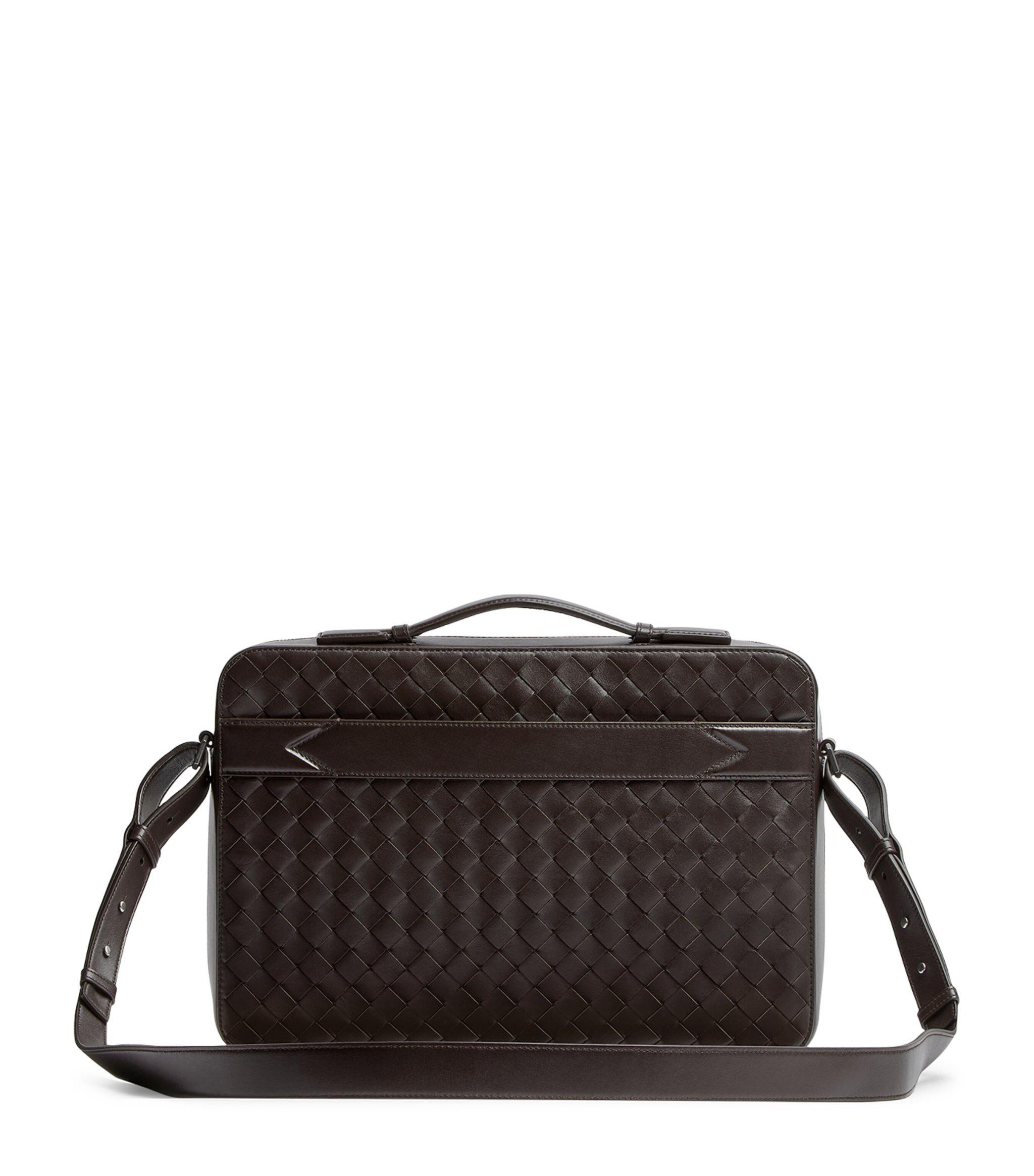 Bottega Veneta Slim Intrecciato Leather Briefcase in Black for Men | Lyst