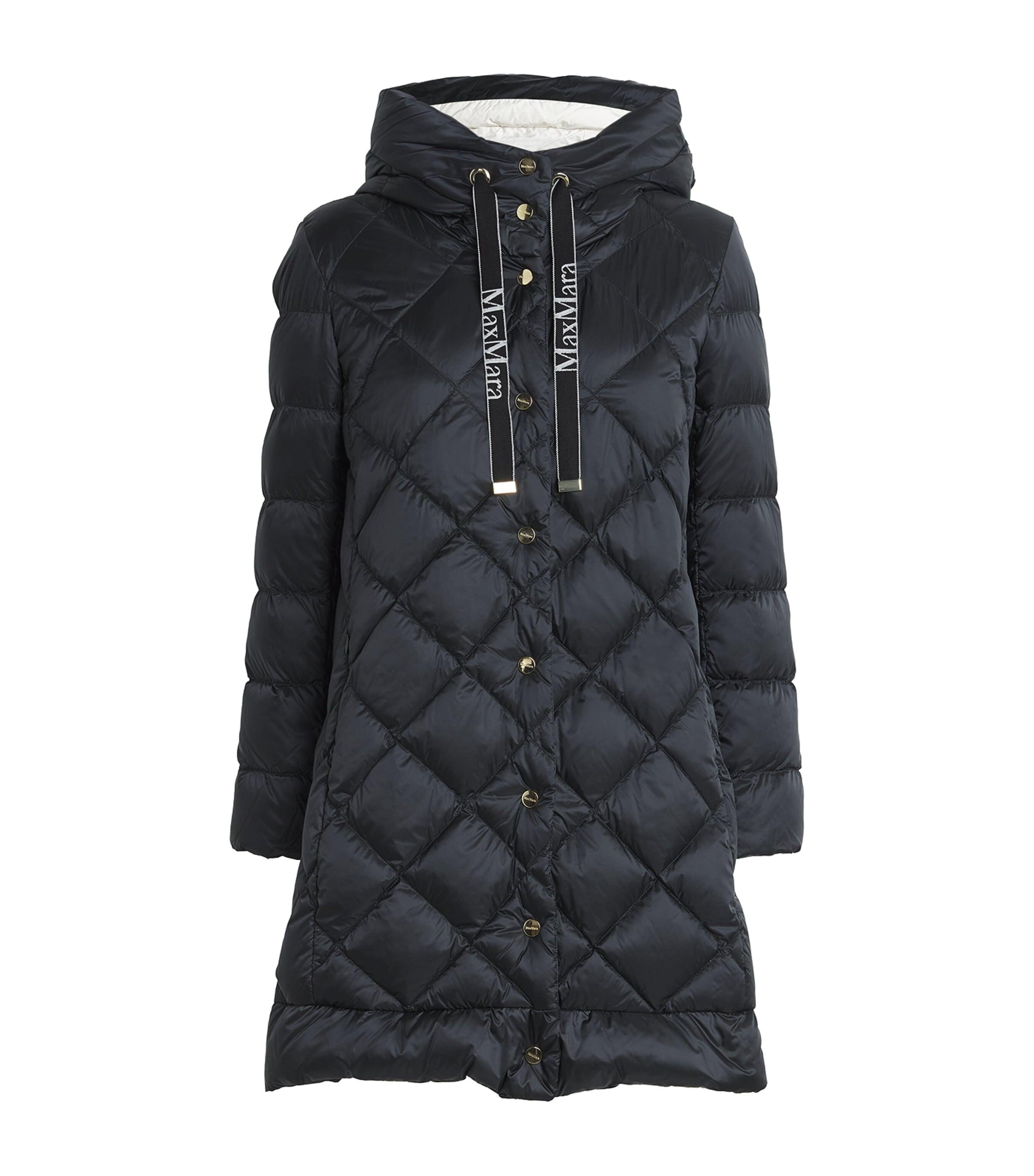 Max Mara Down Longline Puffer Coat in Black | Lyst