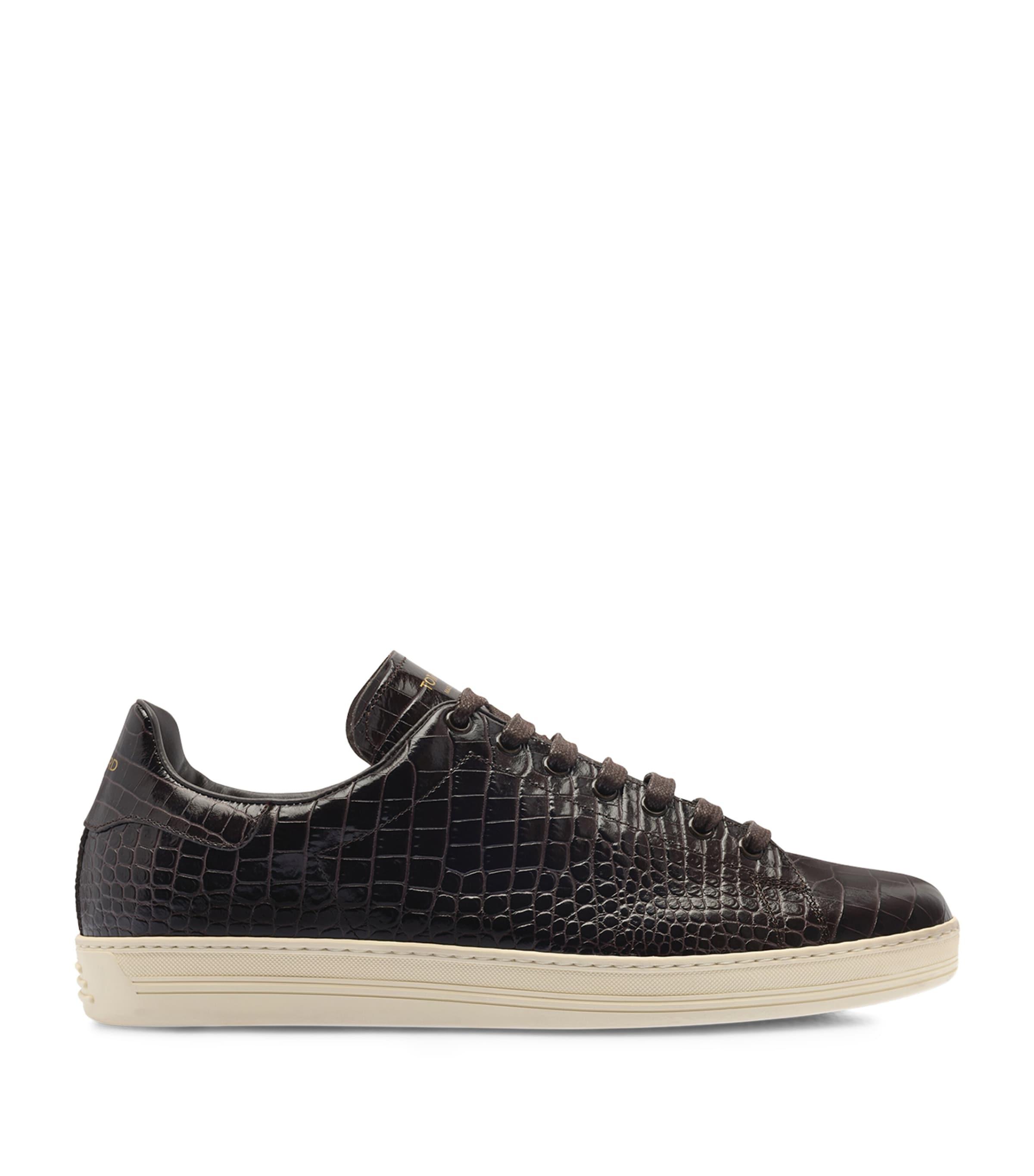 Tom Ford Croc-Embossed Leather Warwick Sneakers in Black for Men | Lyst