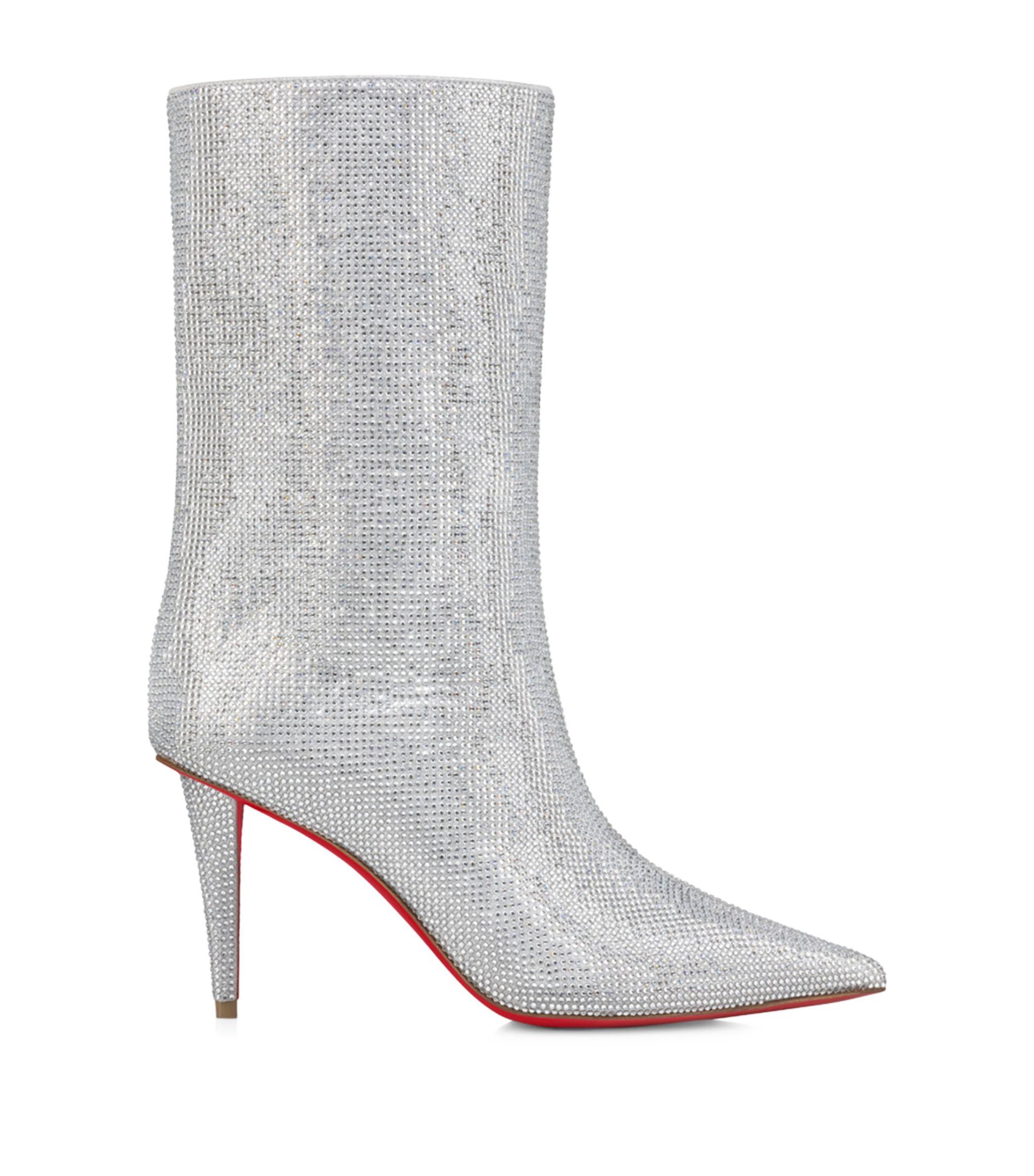 Christian Louboutin Astrilarge Crystal-embellished Boots 85 in Gray | Lyst