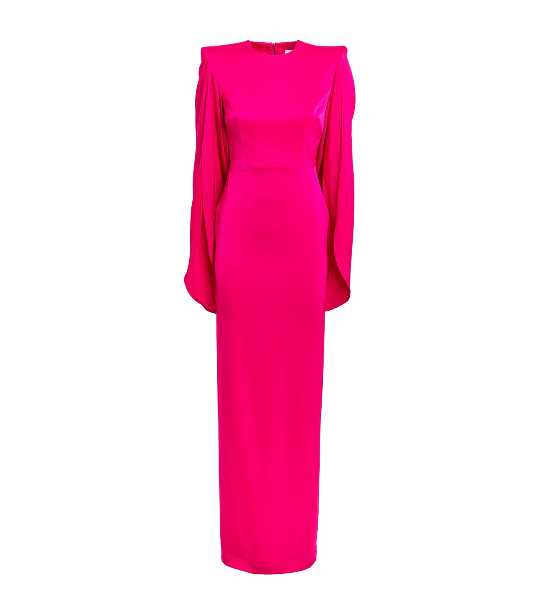 Alex Perry Satin Crepe Cape-detail Gown in Pink | Lyst