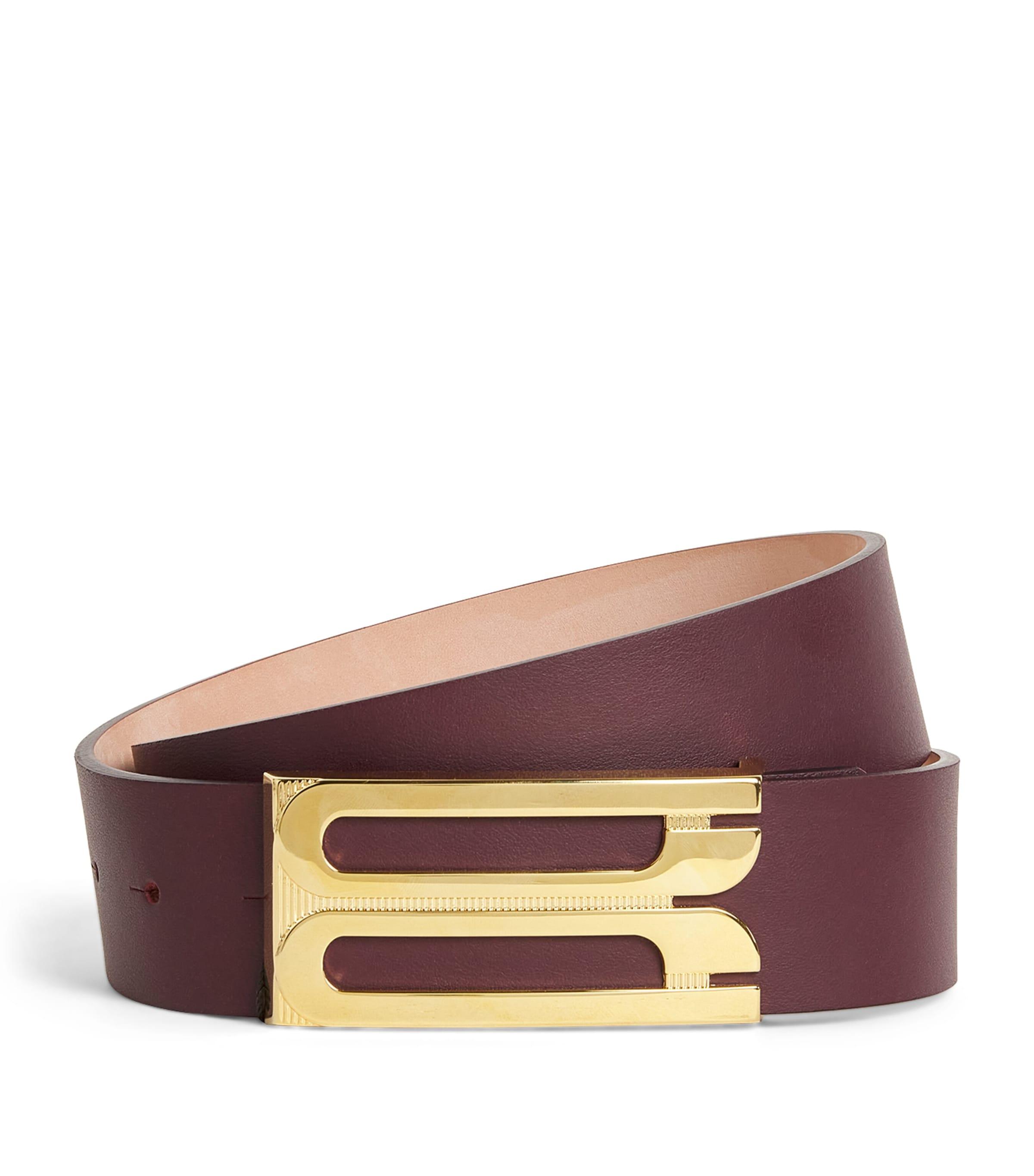Victoria Beckham Leather Jumbo Frame Belt in Brown | Lyst