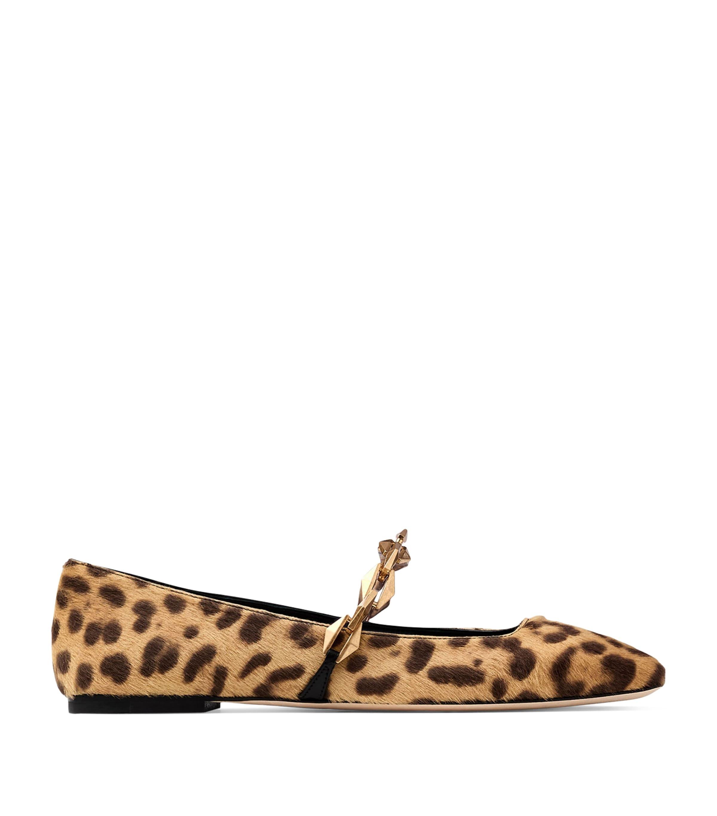 Jimmy Choo Diamond Tilda Leopard Print Ballet Flats in Brown | Lyst