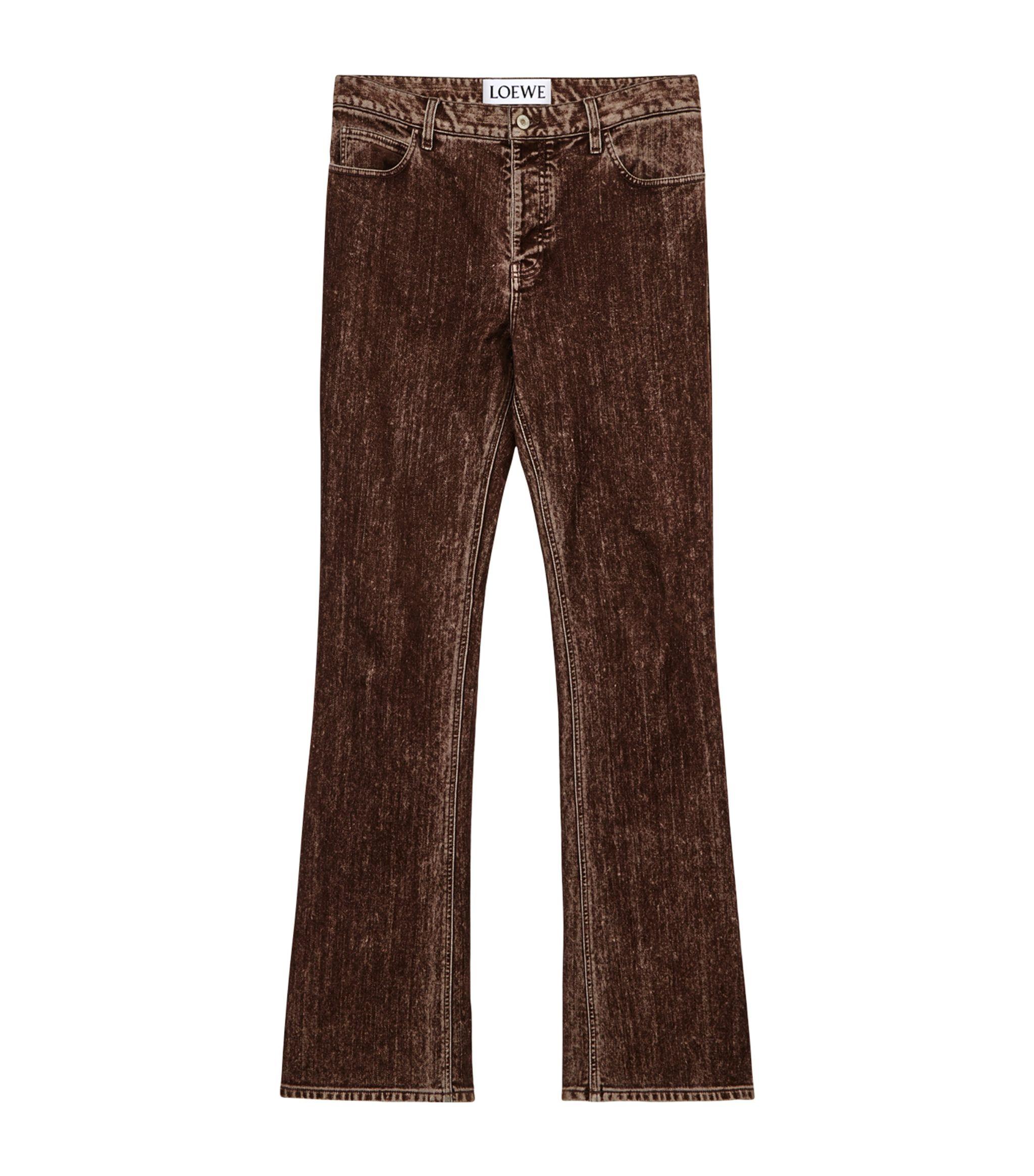 Loewe Distressed Bootcut Jeans in Brown for Men | Lyst
