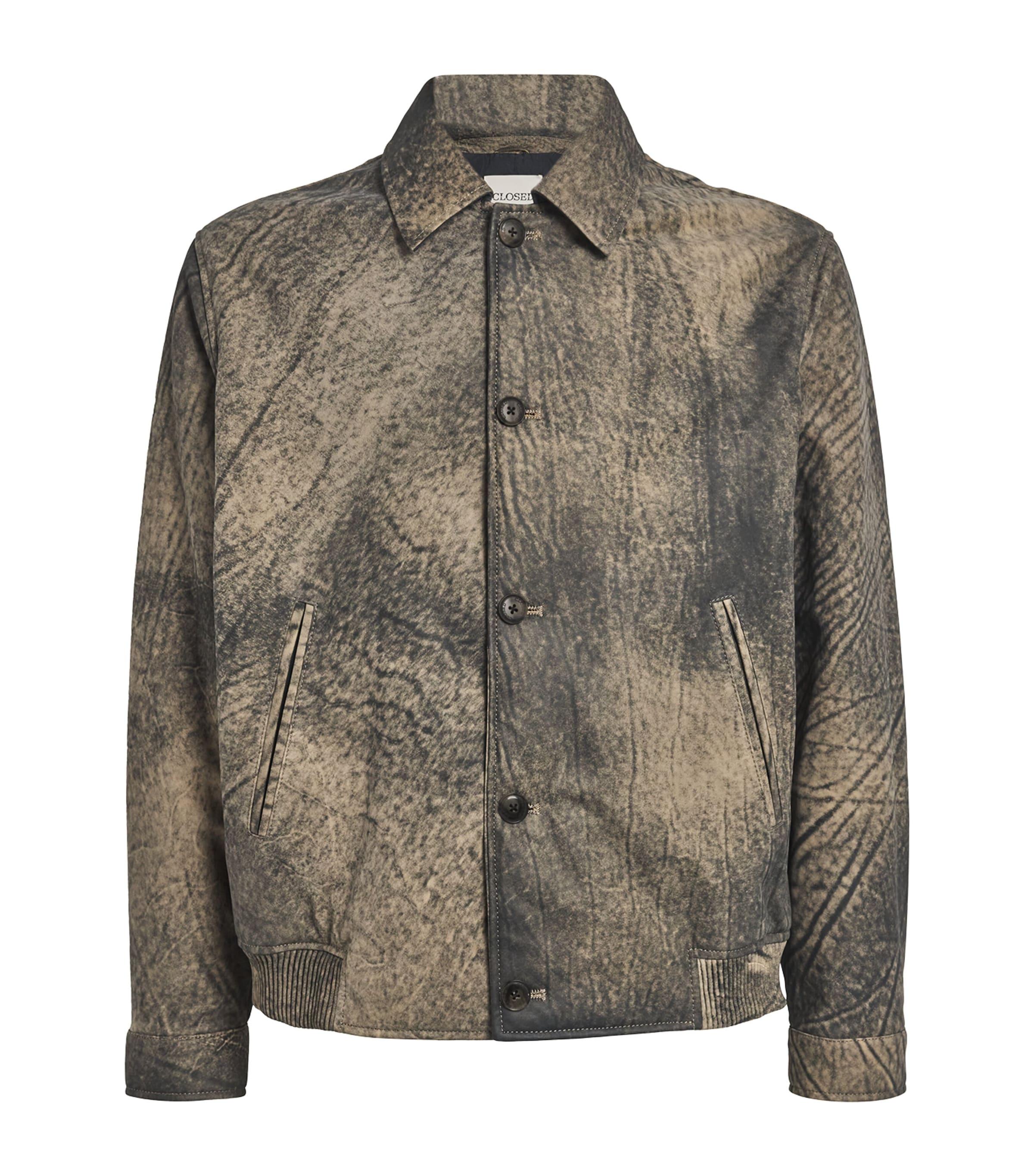 Closed Faded Leather Jacket in Green for Men | Lyst