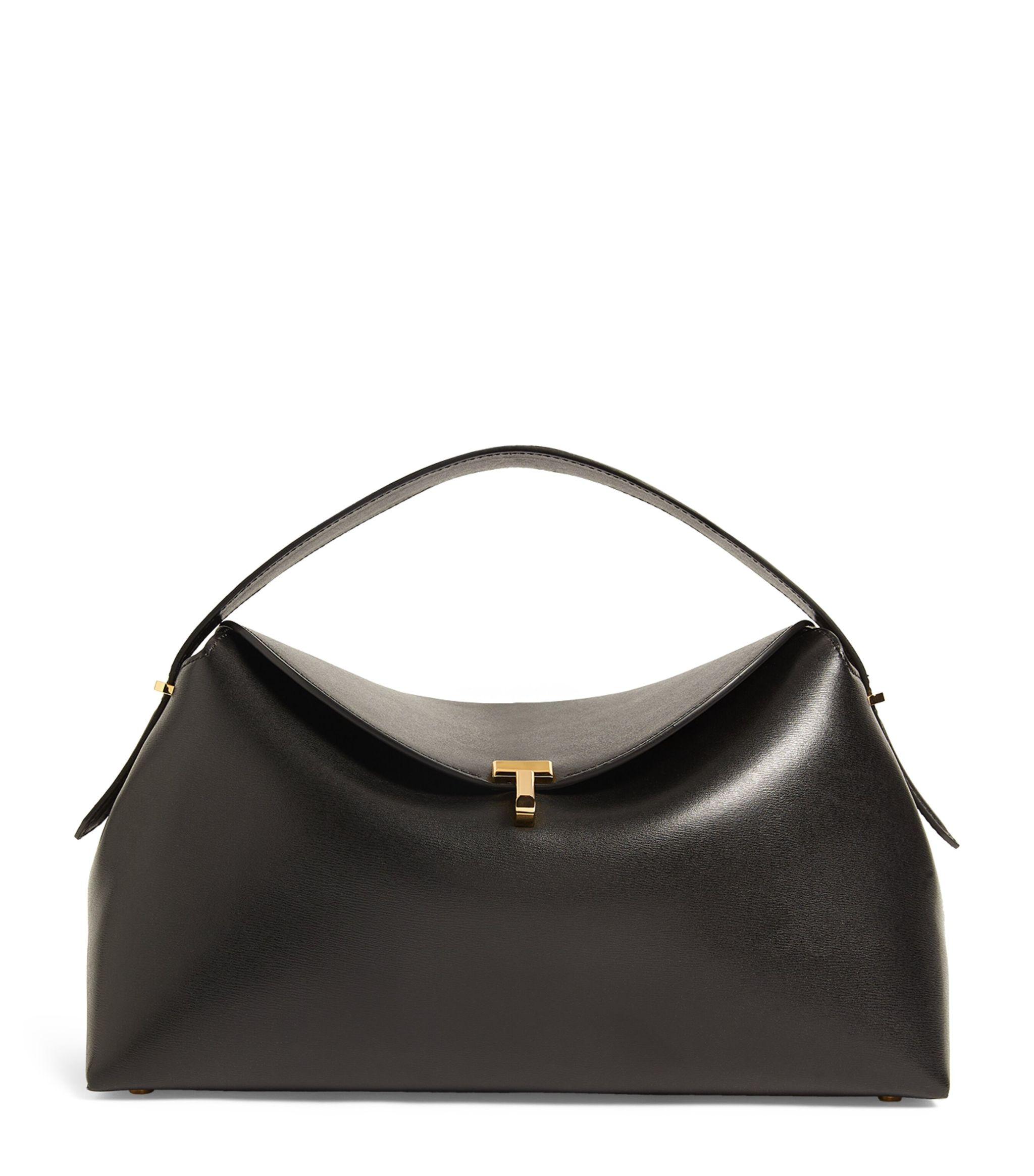 Totême Leather T-lock Top-handle Bag in Black | Lyst