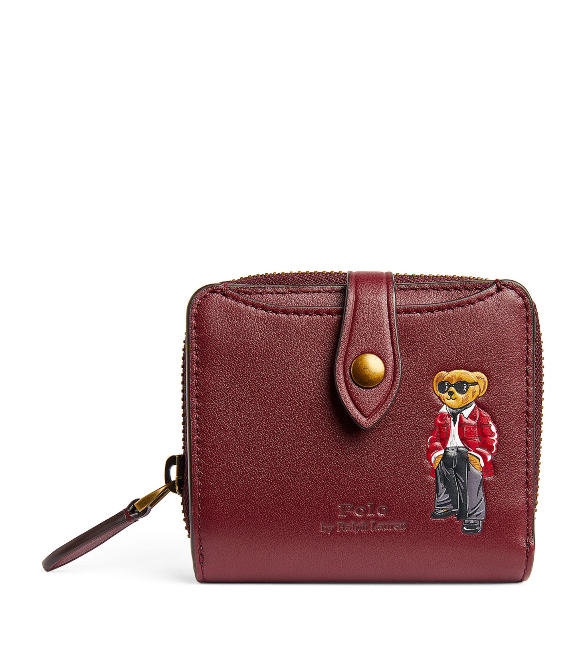 Polo Ralph Lauren Leather Polo Bear Wallet in Purple | Lyst