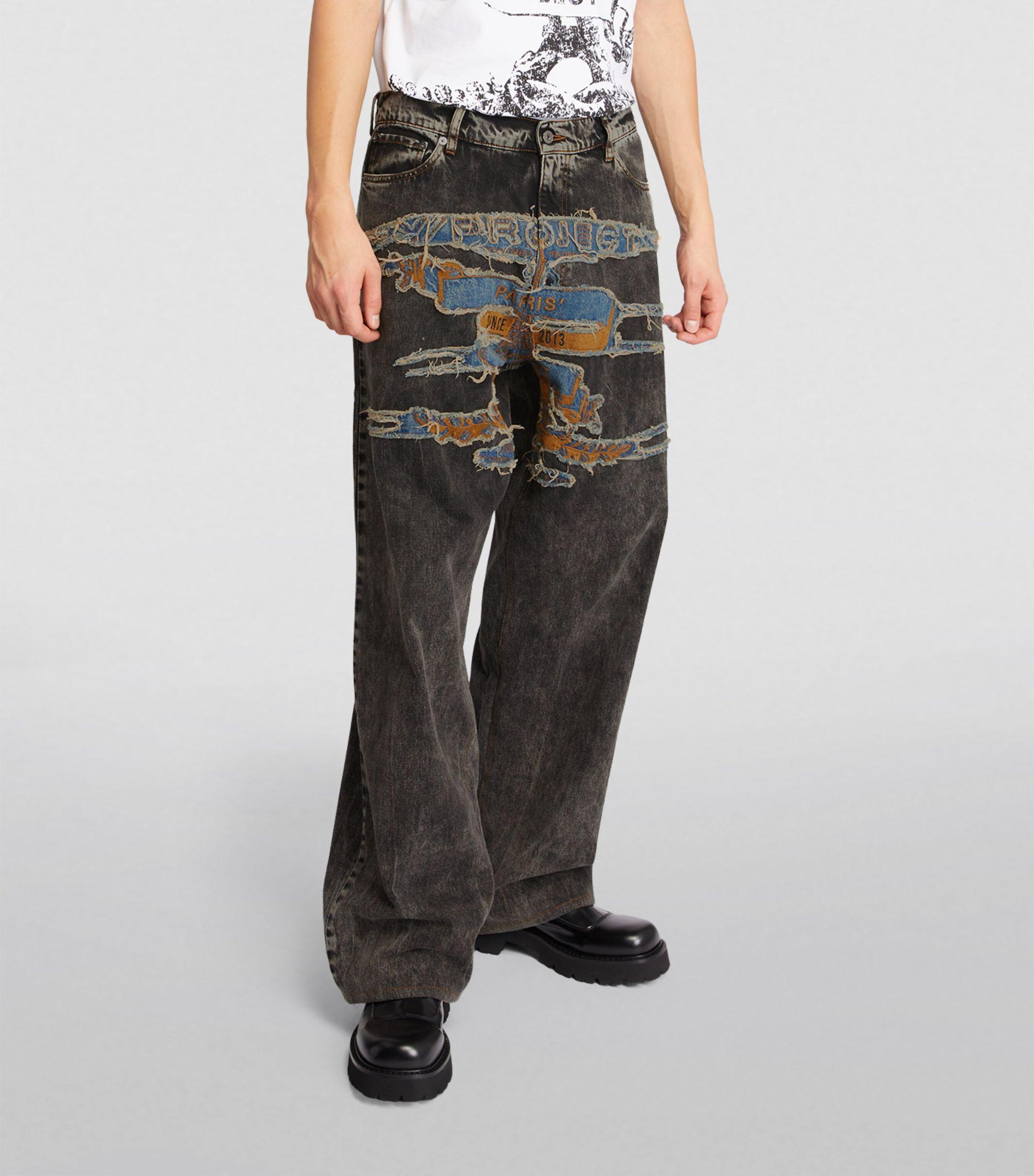 Y. Project Paris' Best Patch Wide-leg Jeans in Gray for Men Y. Project Paris' Best Patch Wide-leg Jeans in Gray for Men