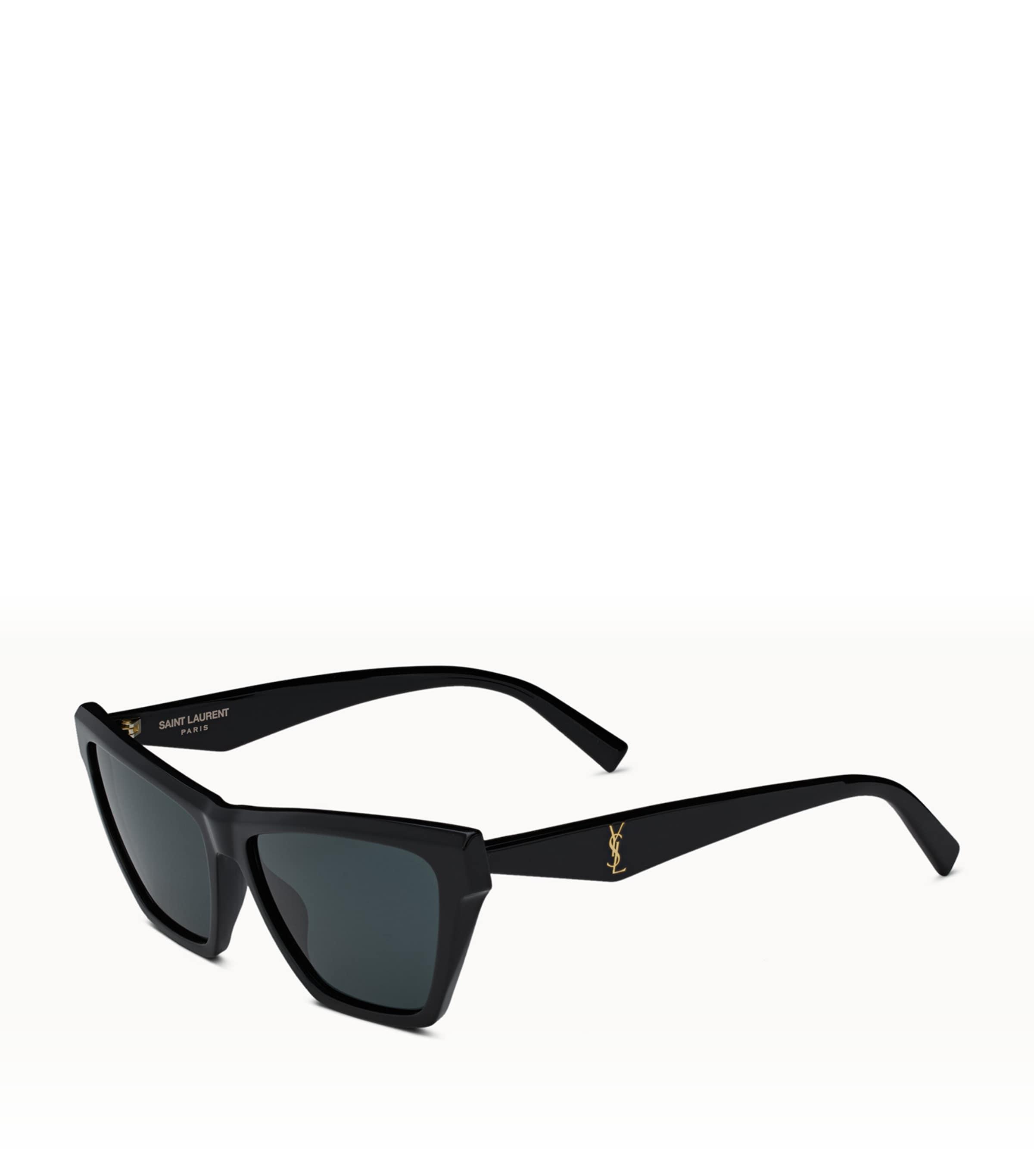 Saint Laurent Rectangular Cat Eye Sunglasses in Black | Lyst UK