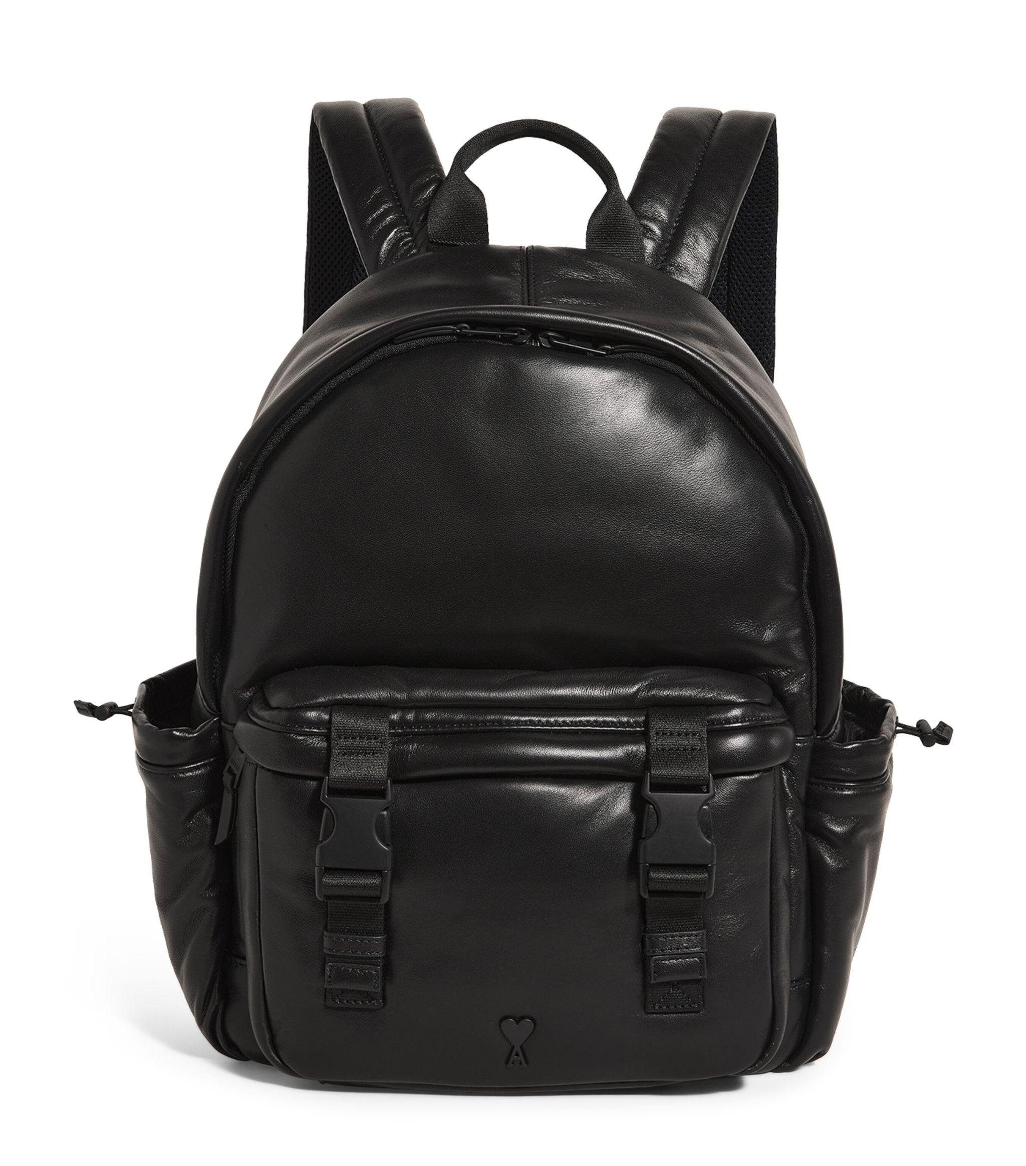 Ami Paris Leather Ami De Coeur Backpack in Black for Men | Lyst