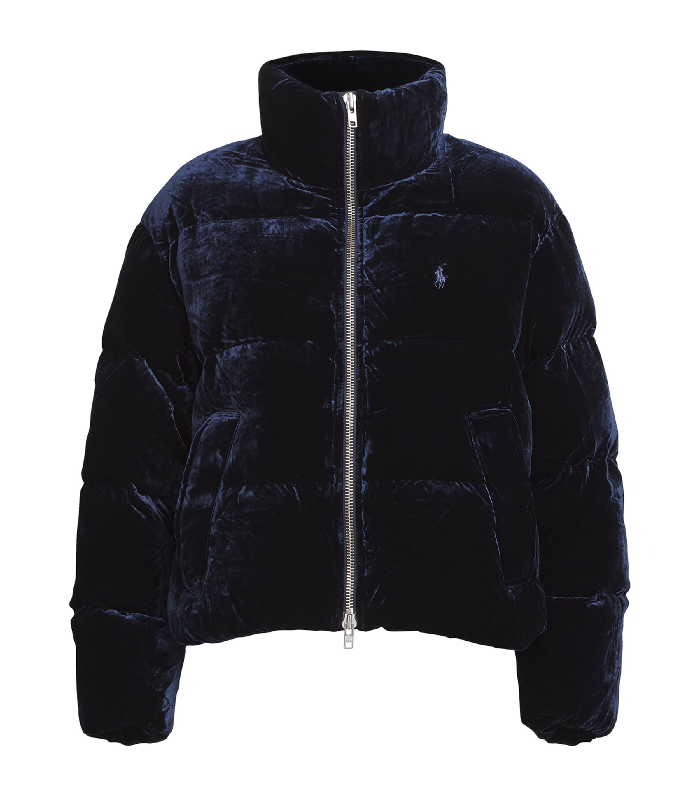 Polo Ralph Lauren Velvet Down Jacket in Blue | Lyst