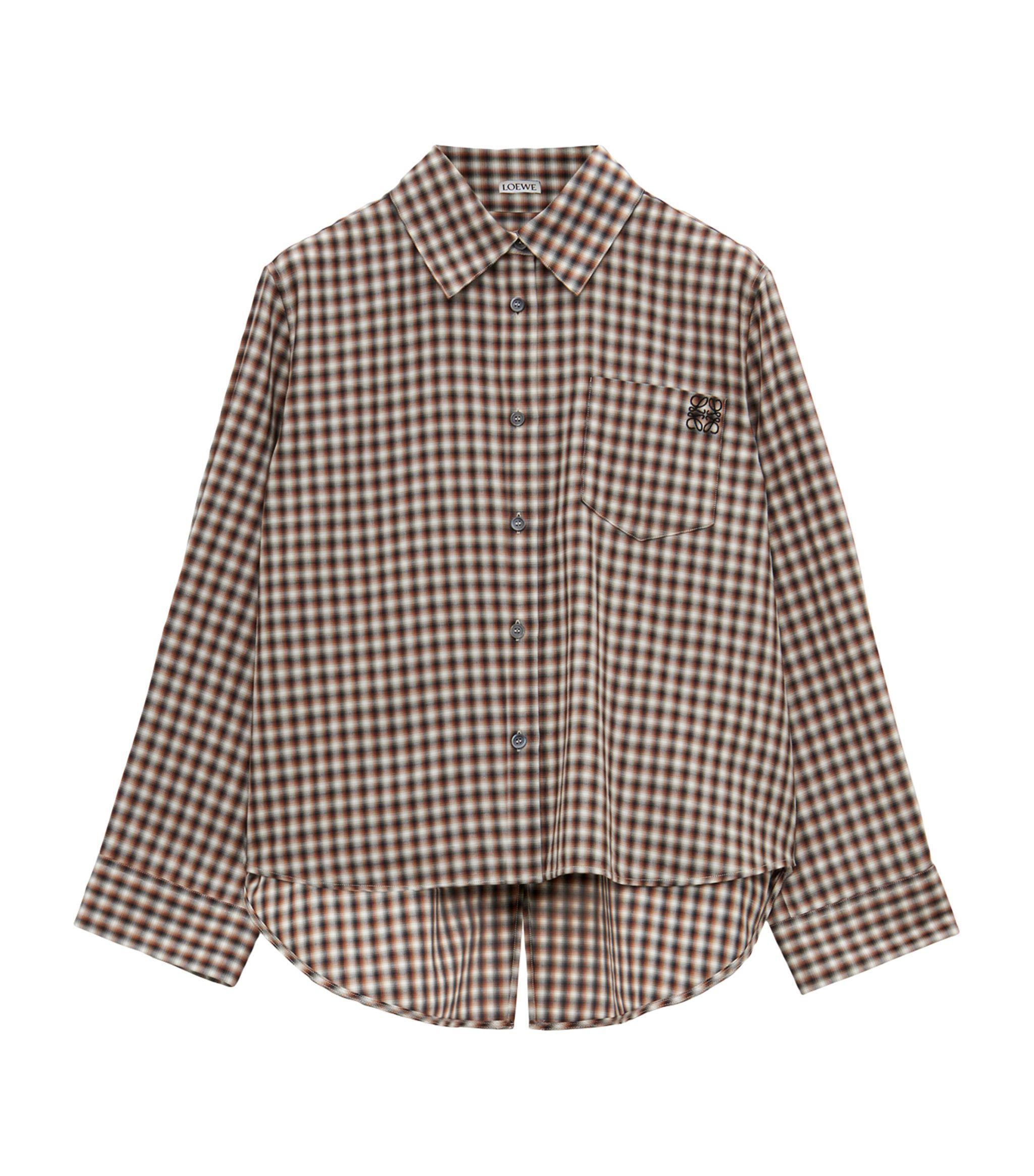 Loewe Check Trapeze Shirt in Brown | Lyst
