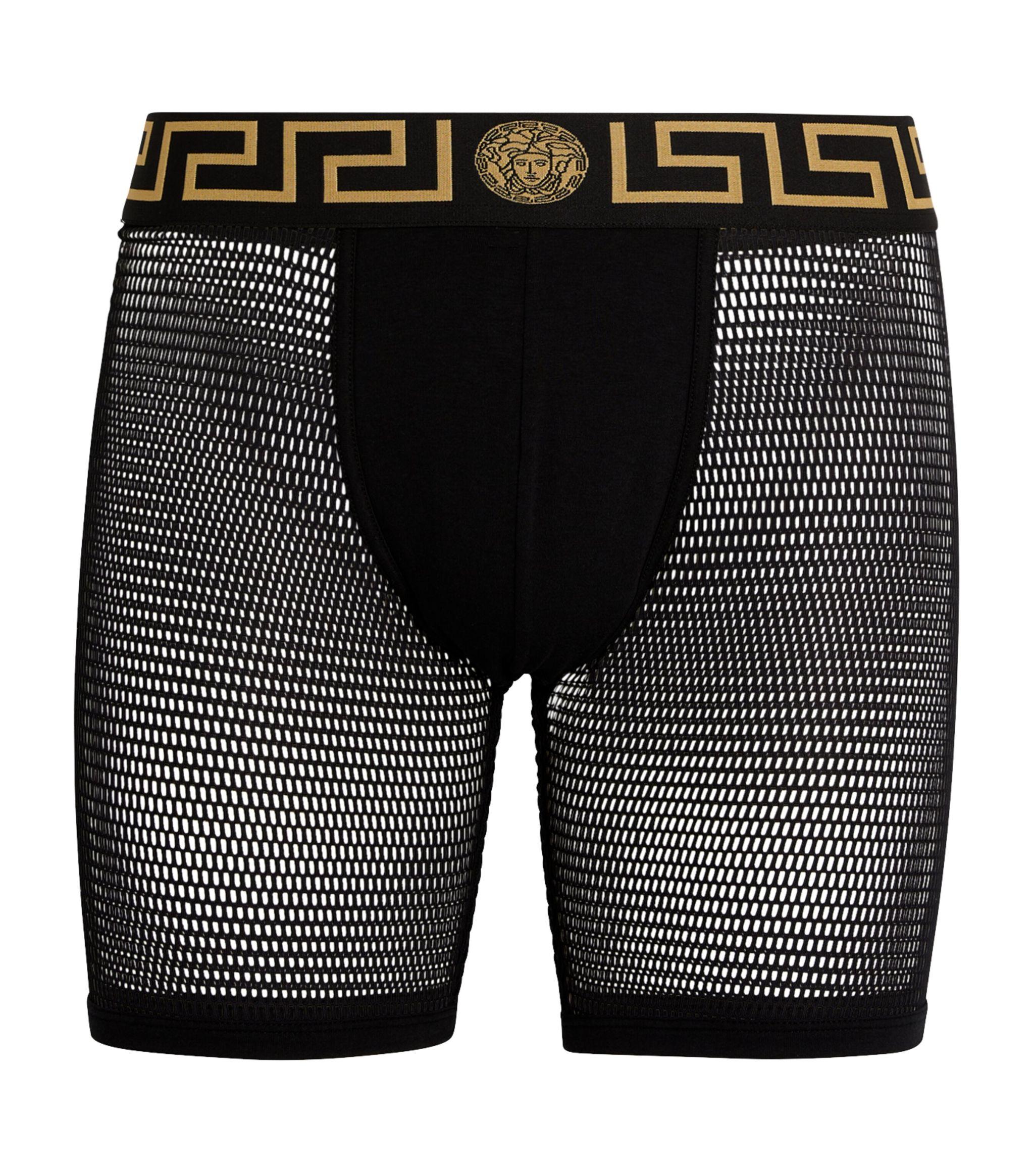 Versace Greca-waistband Mesh Briefs in Black for Men | Lyst