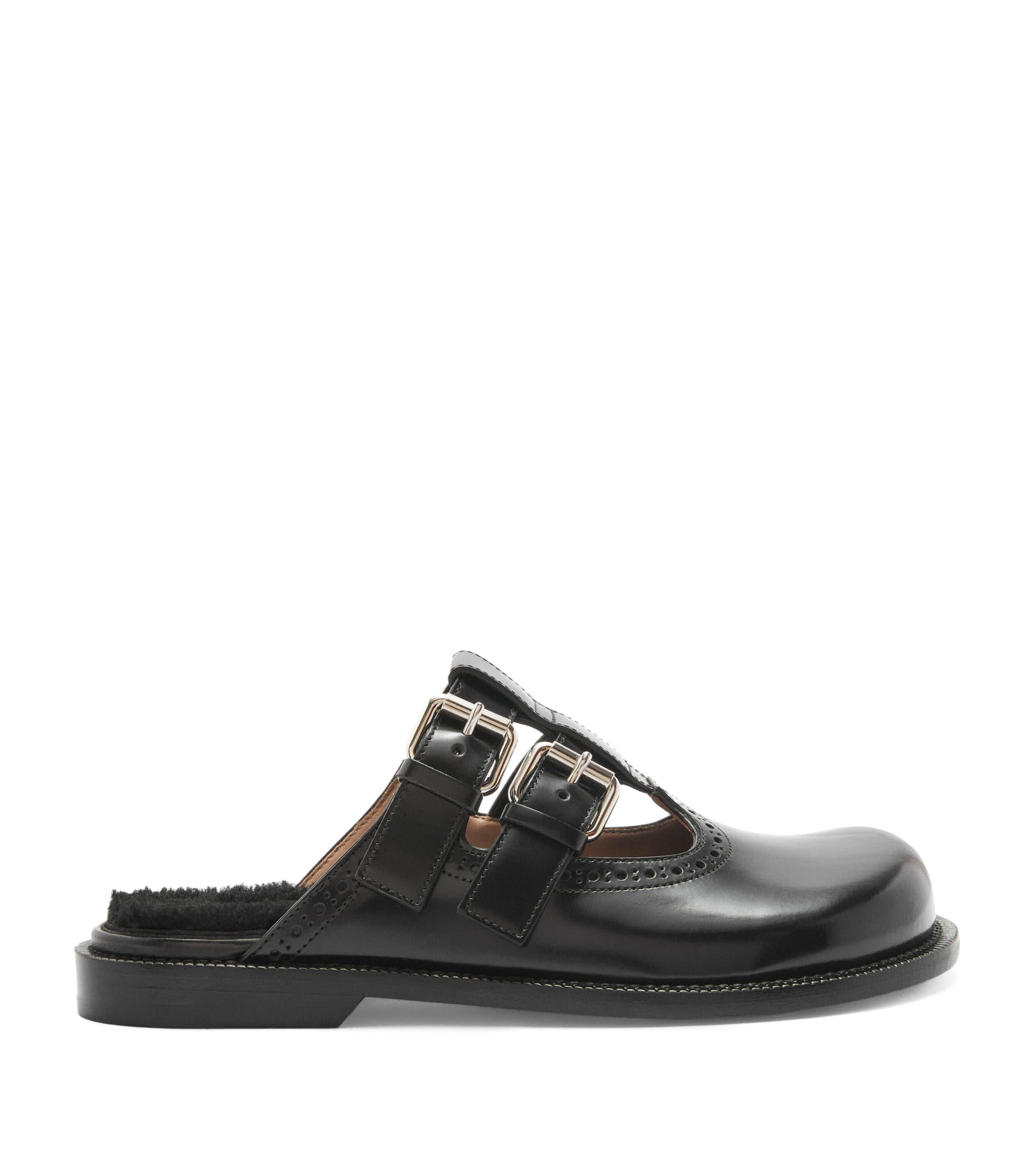 Loewe Leather Mary Jane Mules in Black | Lyst