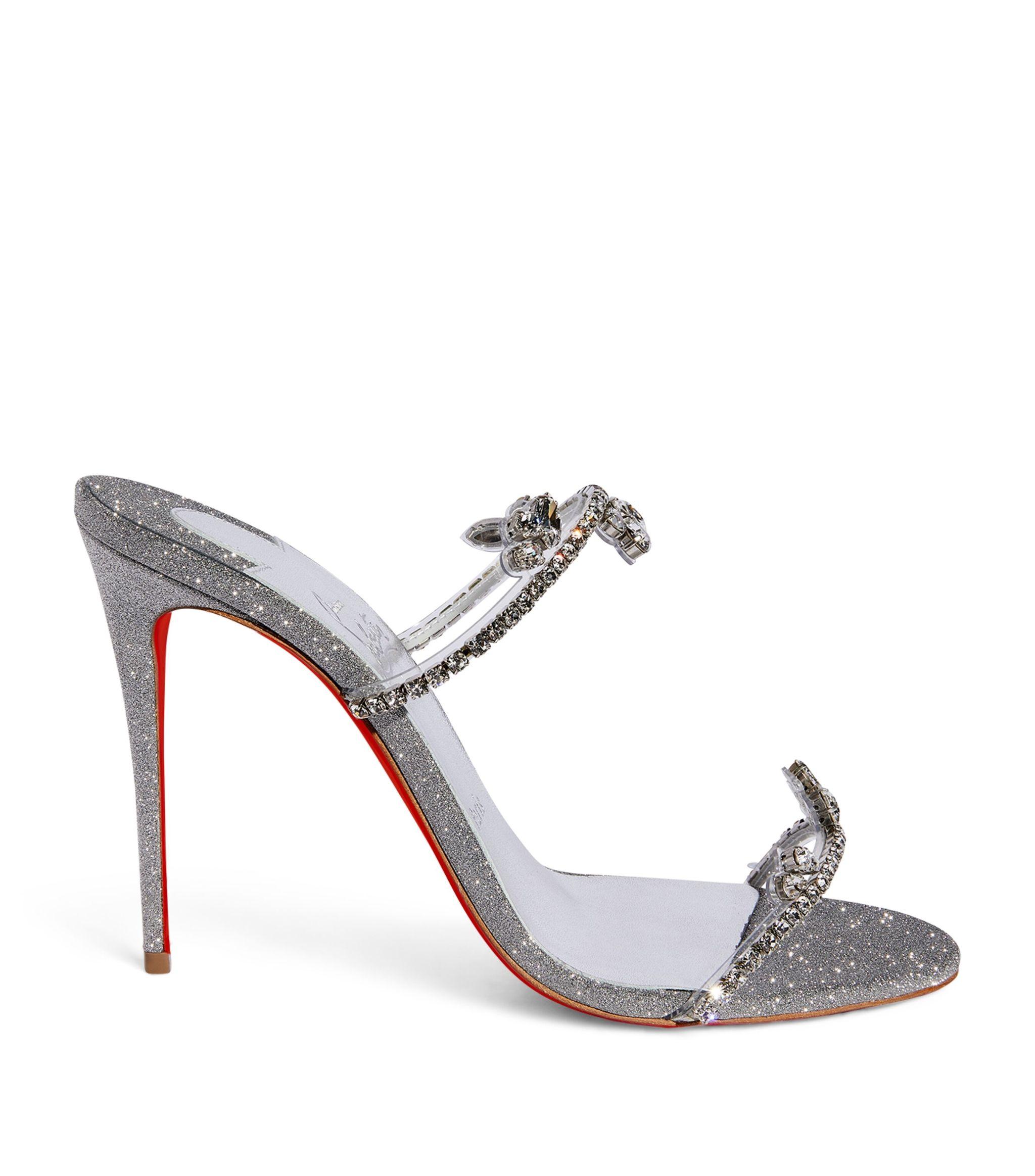 Christian Louboutin Just Queen Embellished Mules 100 in White | Lyst UK