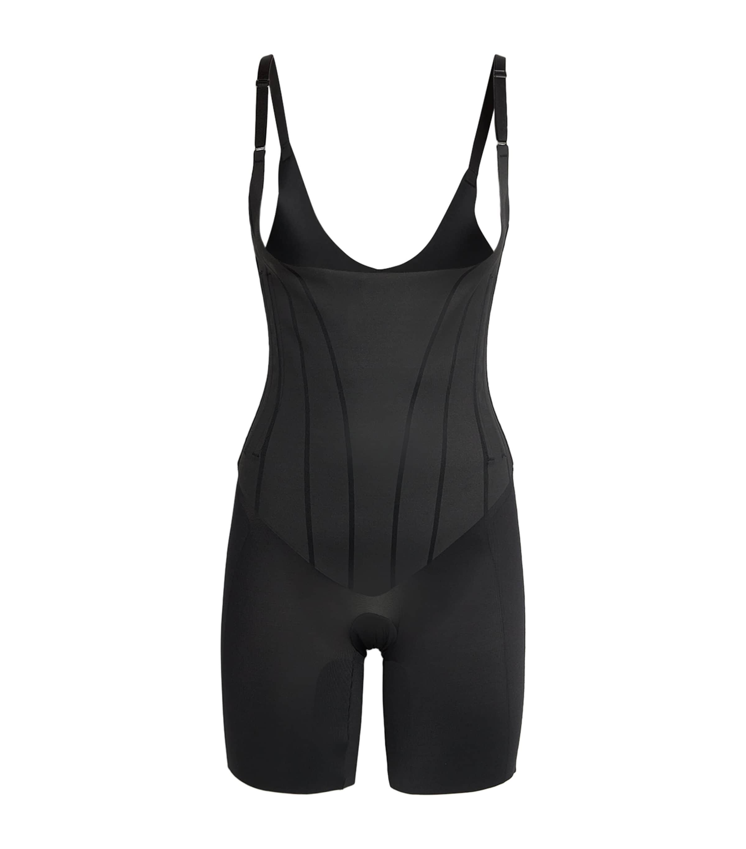 Spanx Open-Bust Mid-Thigh Bodysuit in Black | Lyst