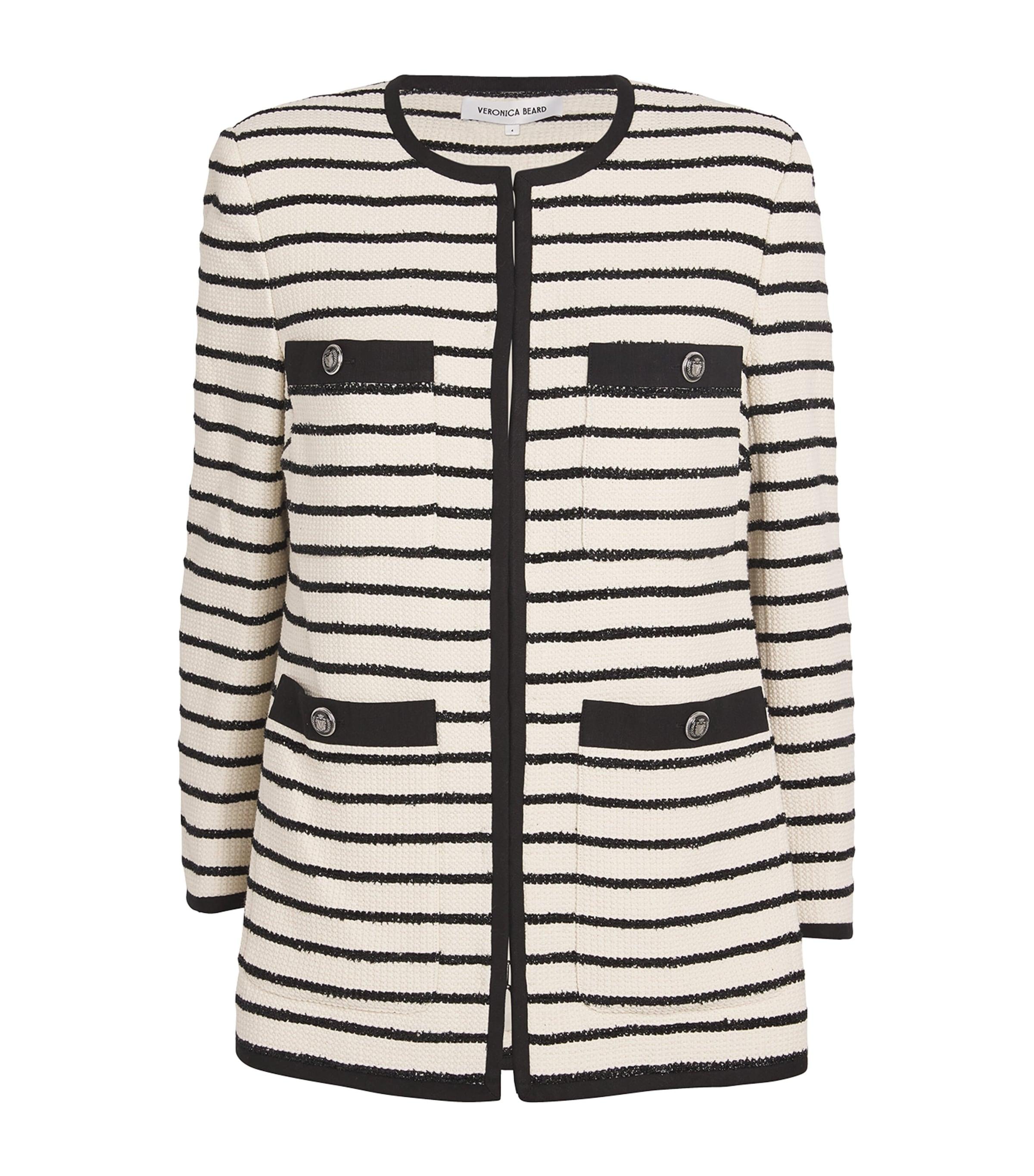 Veronica Beard Striped-Knit Foster Dickey Jacket in White | Lyst
