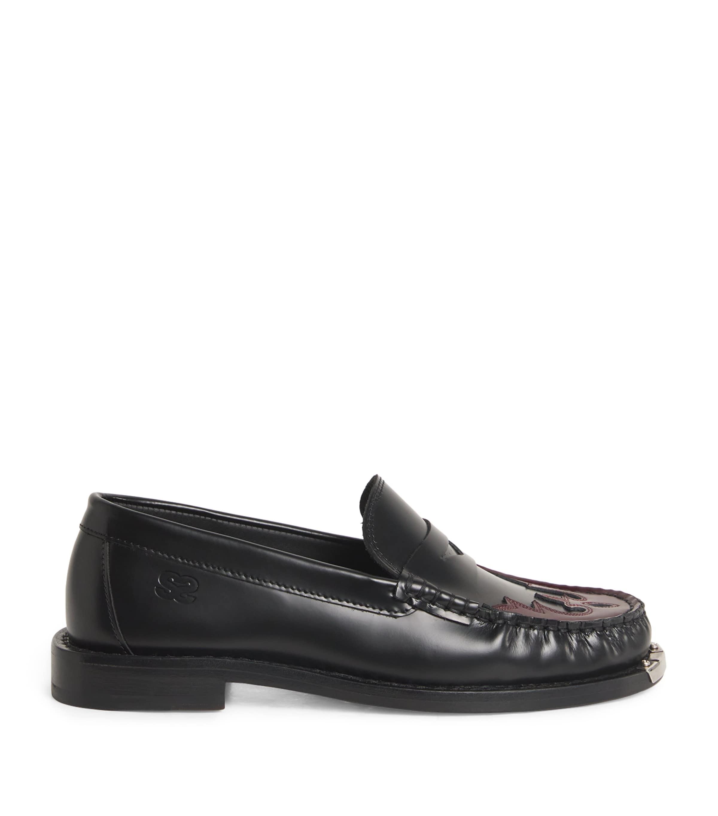 Sandro Leather Western Loafers in Black | Lyst